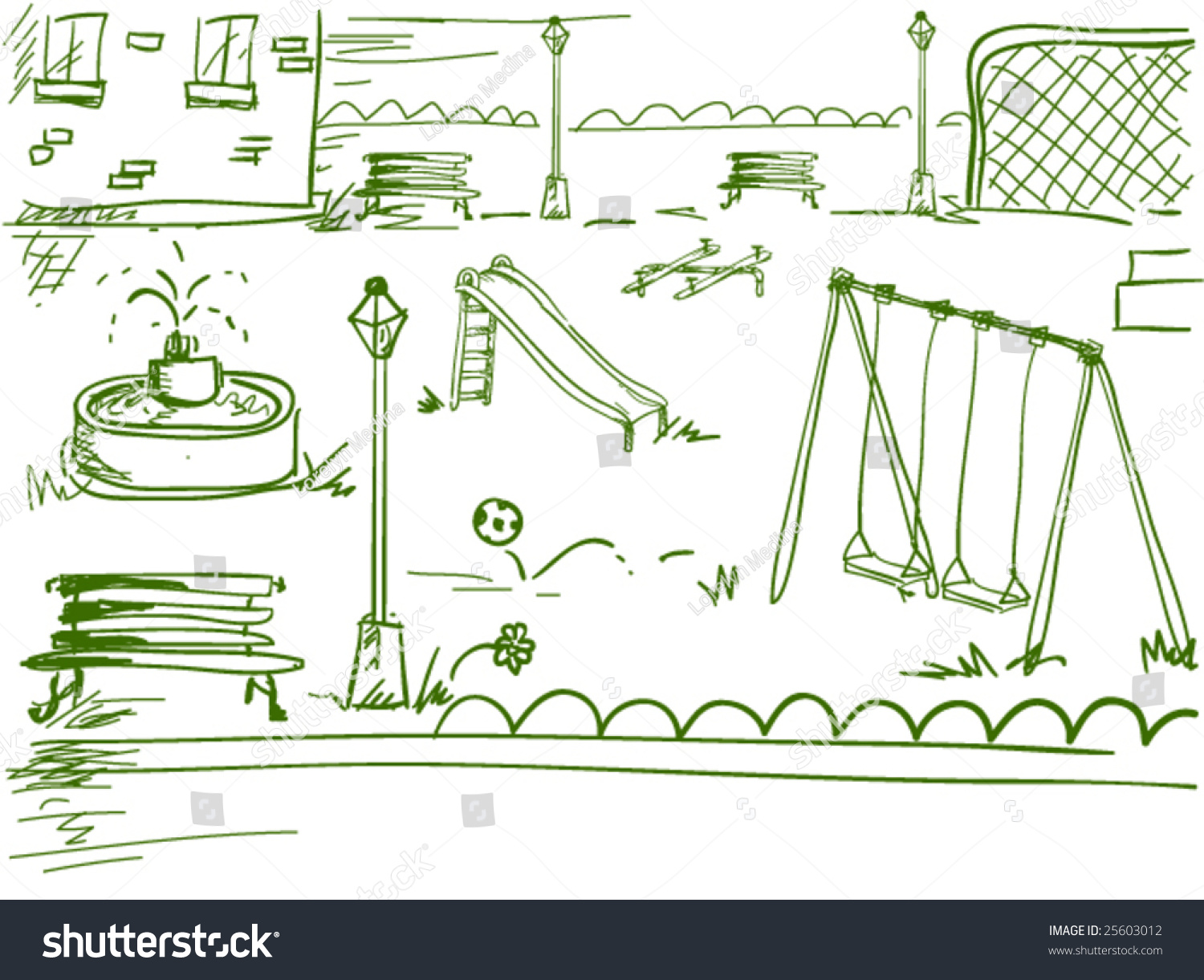 School Playground Doodles Vector Stock Vector 25603012 - Shutterstock