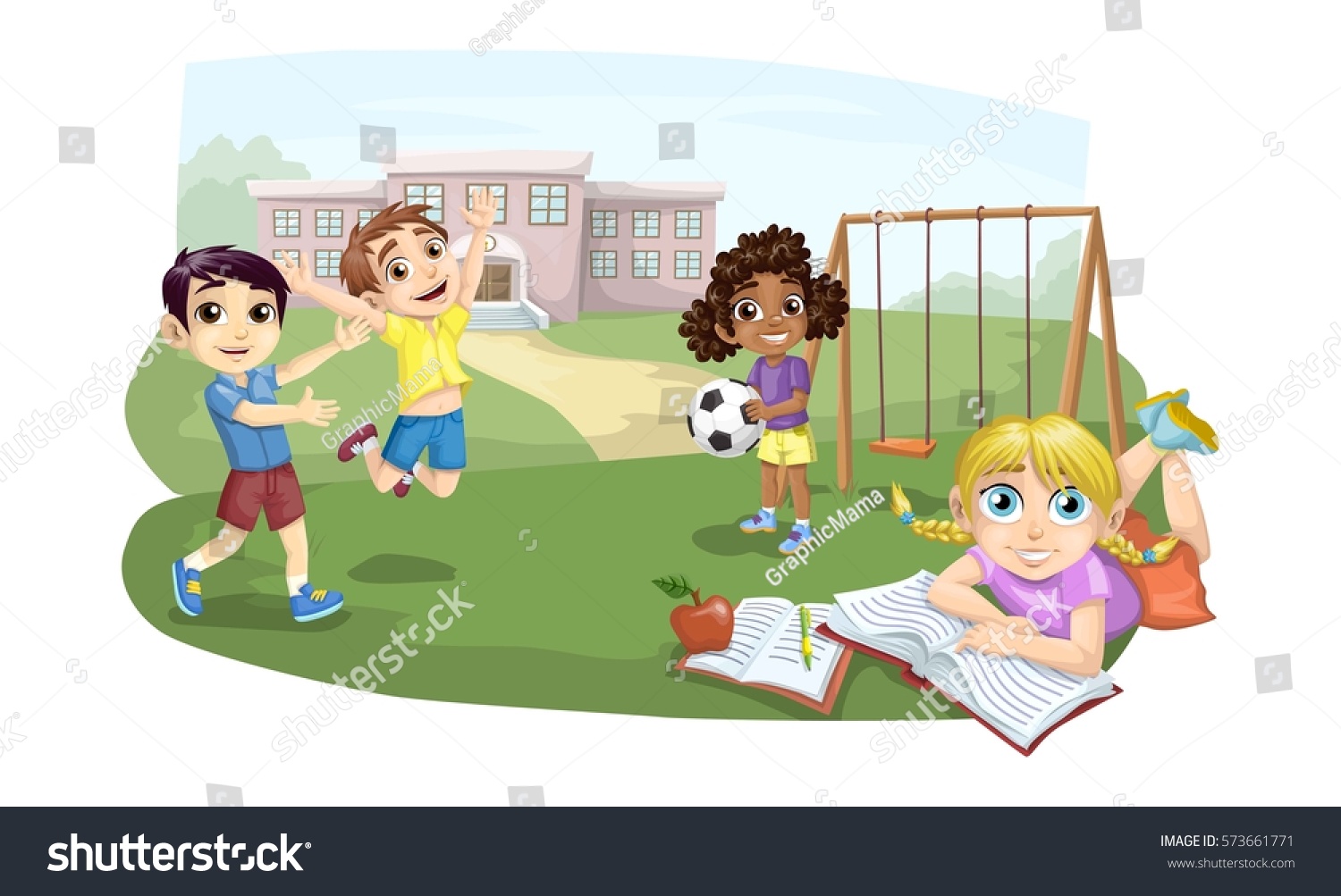 School Playground Kids Stock Vector (Royalty Free) 573661771