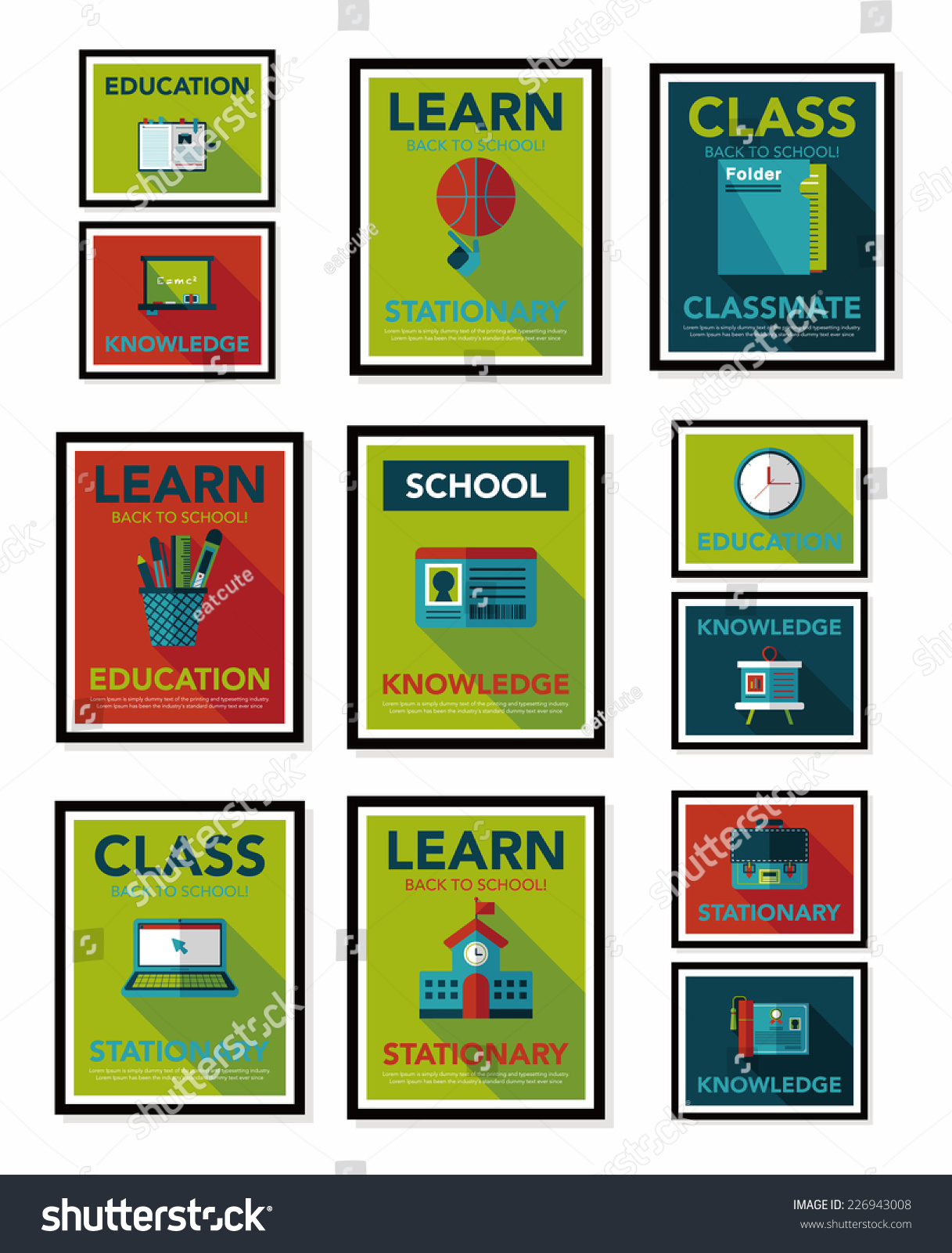 School Poster Flat Banner Design Flat Stock Vector (Royalty Free ...