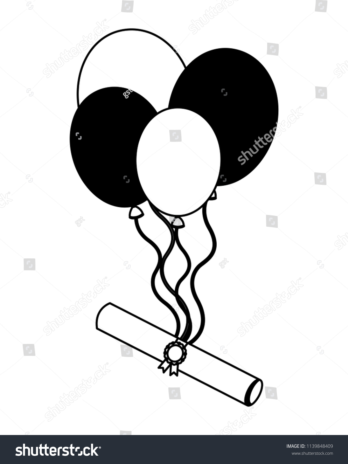 School Scroll Certificate Balloons Flying Stock Vector (Royalty Free ...