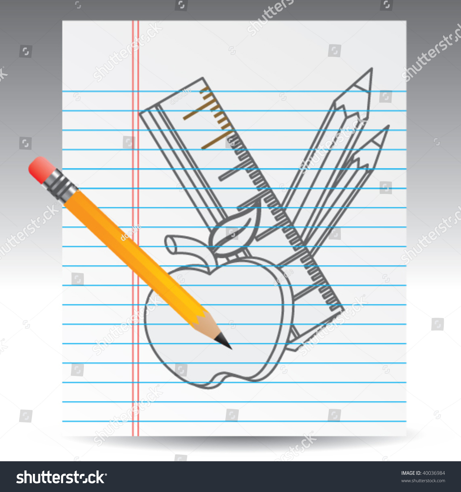 School Supplies Drawing Stock Vector Illustration 40036984 : Shutterstock