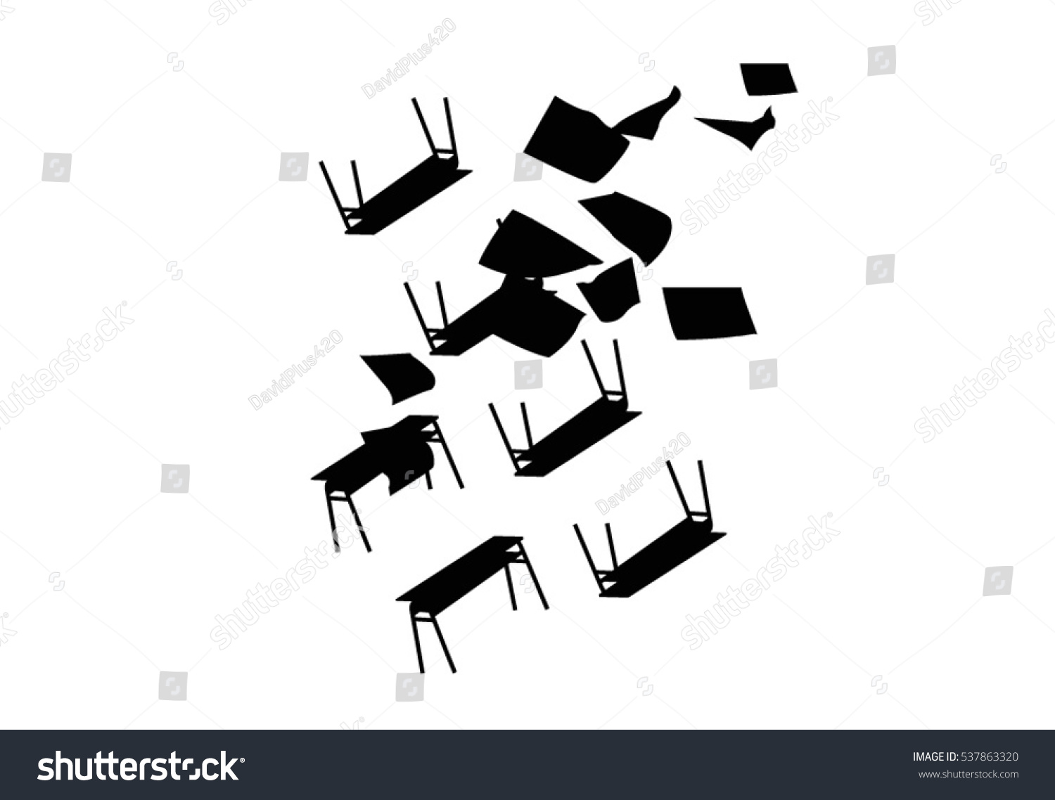 School Tables Papers Vector Illustration Stock Vector (Royalty Free ...