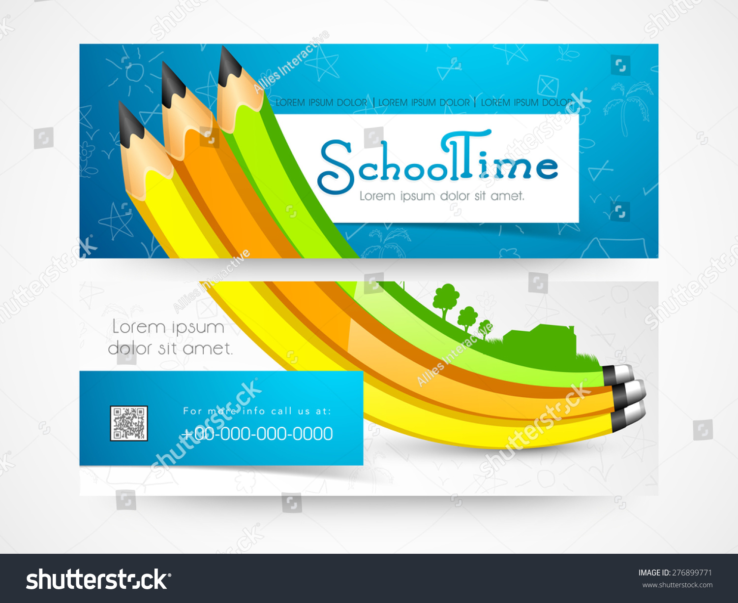School Time Banner Website Header Set Stock Vector (Royalty Free) 276899771
