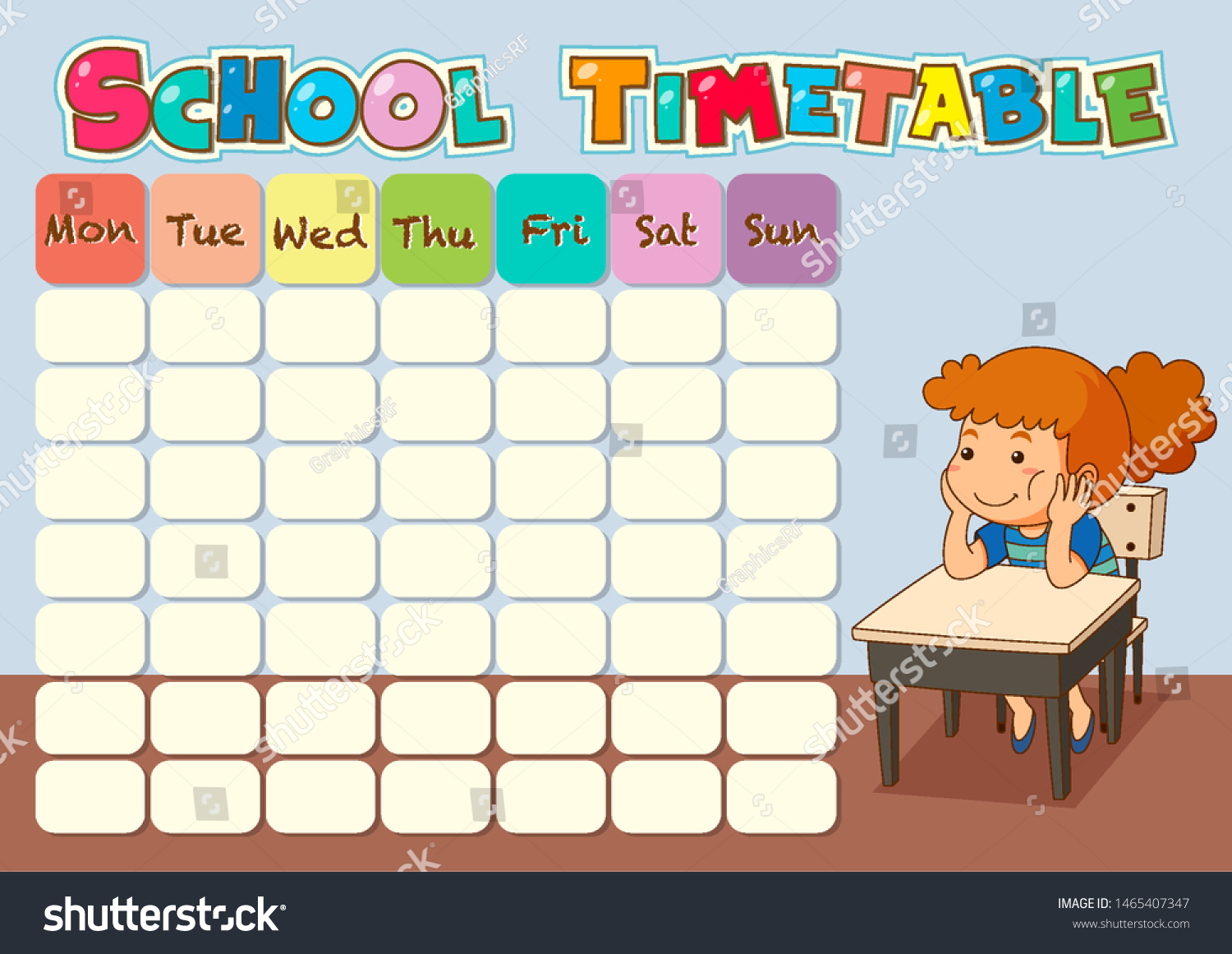 School Time Table Student Illustration Stock Vector (Royalty Free ...