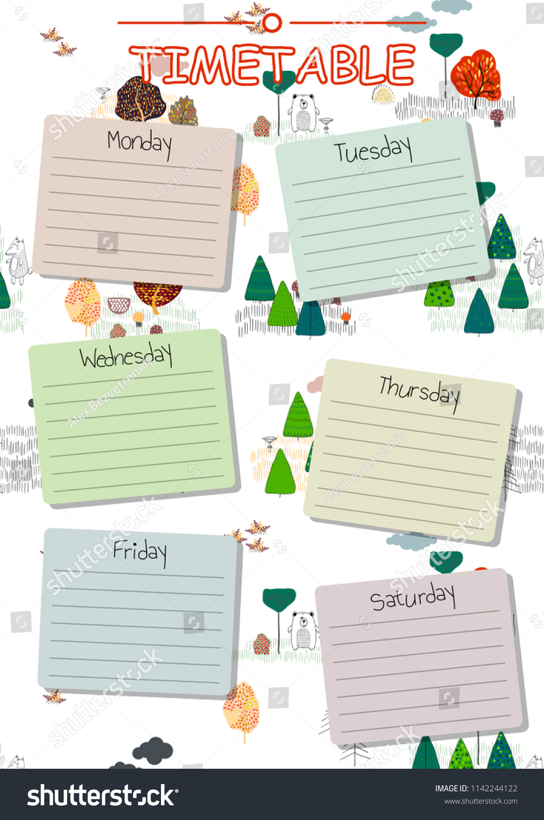School Timetable Background Students Pupils Stock Vector (Royalty Free ...