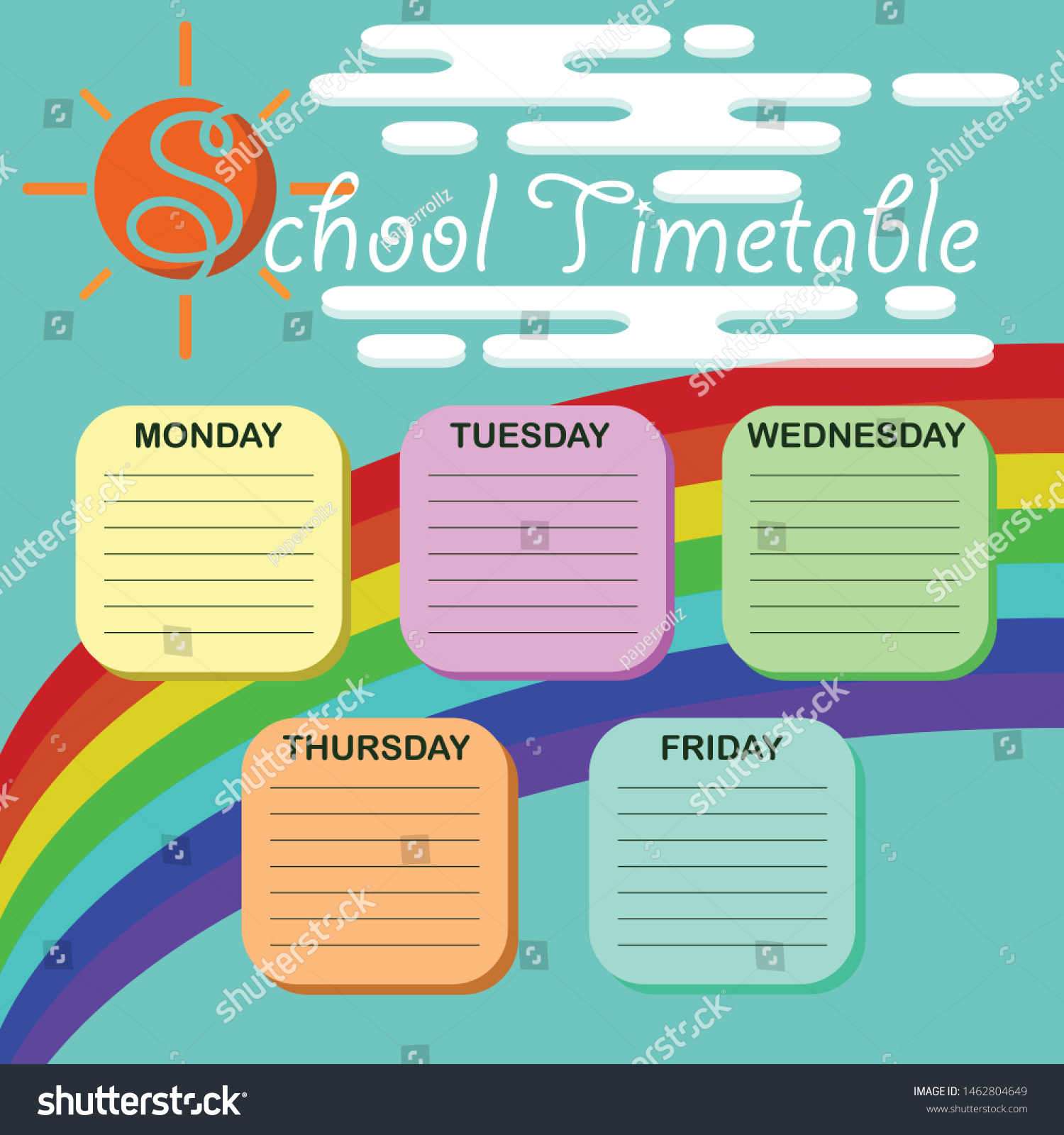 School Timetable Template Flat Vector Illustration: Vector có sẵn (miễn ...