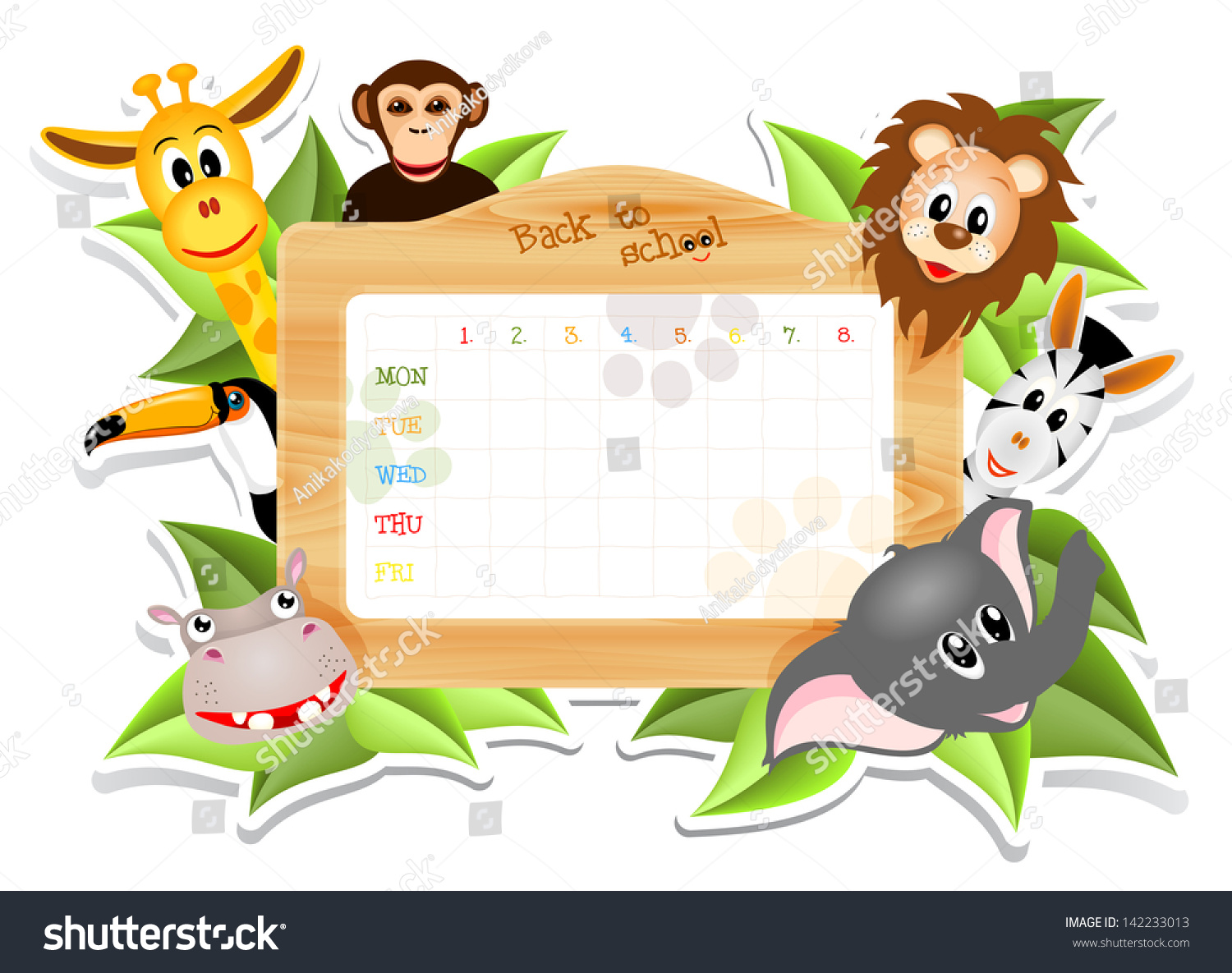 School Timetable Animals Vector Illustration Eps10: Vector có sẵn (miễn ...
