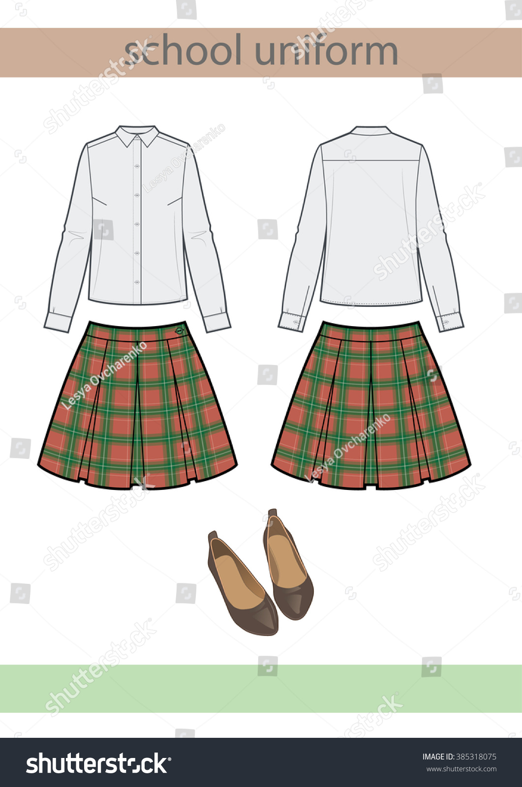 School Uniform: เวกเตอร์สต็อก (ปลอดค่าลิขสิทธิ์) 385318075