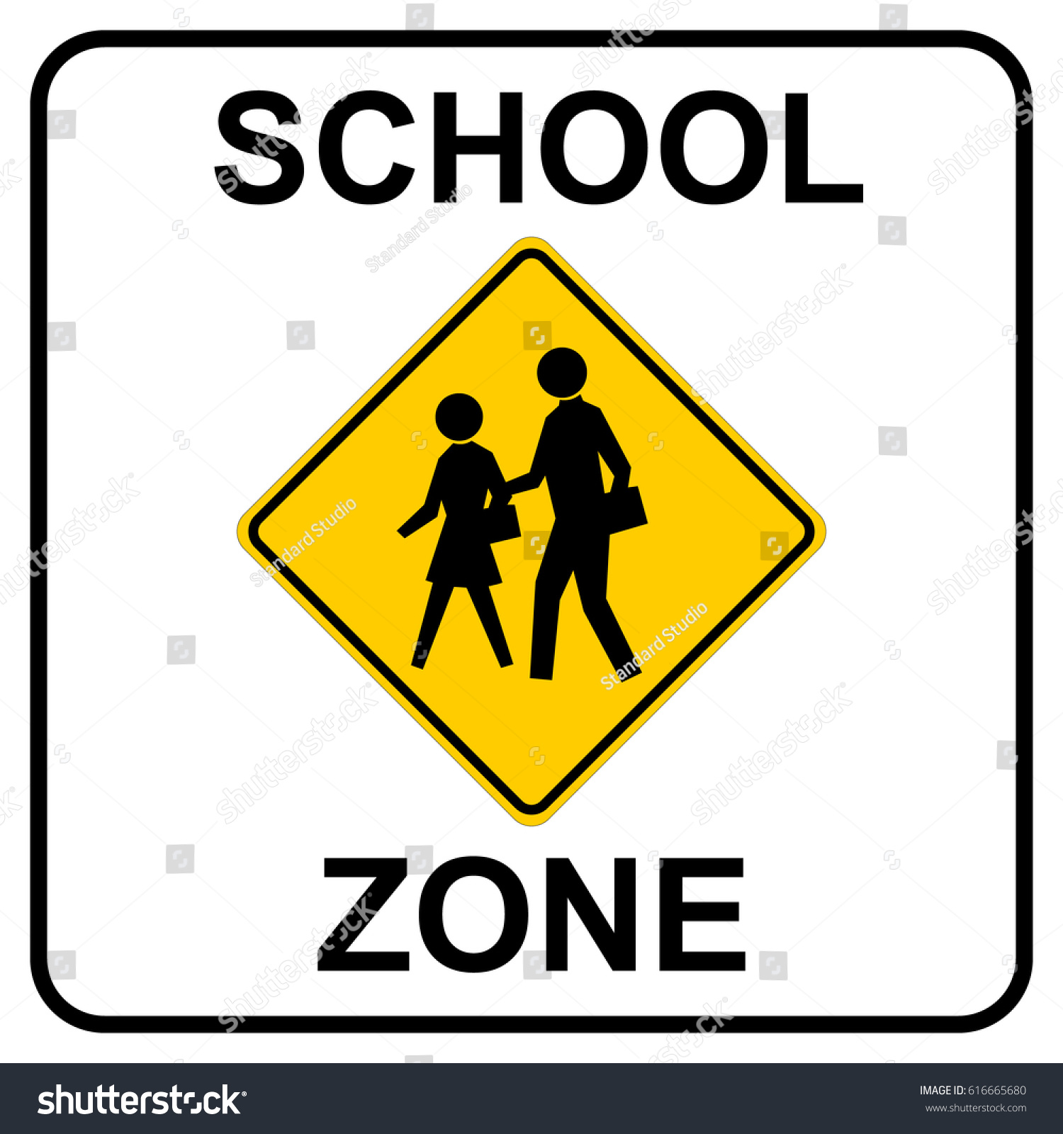 School Zone Sign Vector Illustration: เวกเตอร์สต็อก (ปลอดค่าลิขสิทธิ์ ...