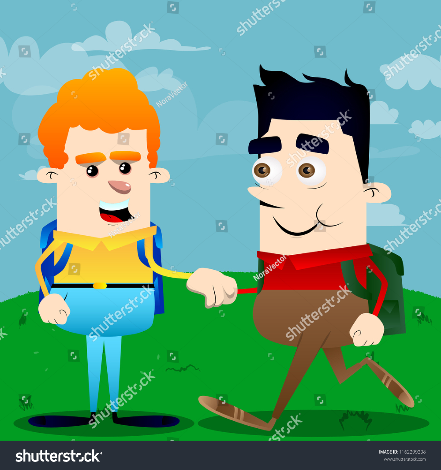 Schoolboy Making Handshake Vector Cartoon Character Stock Vector ...