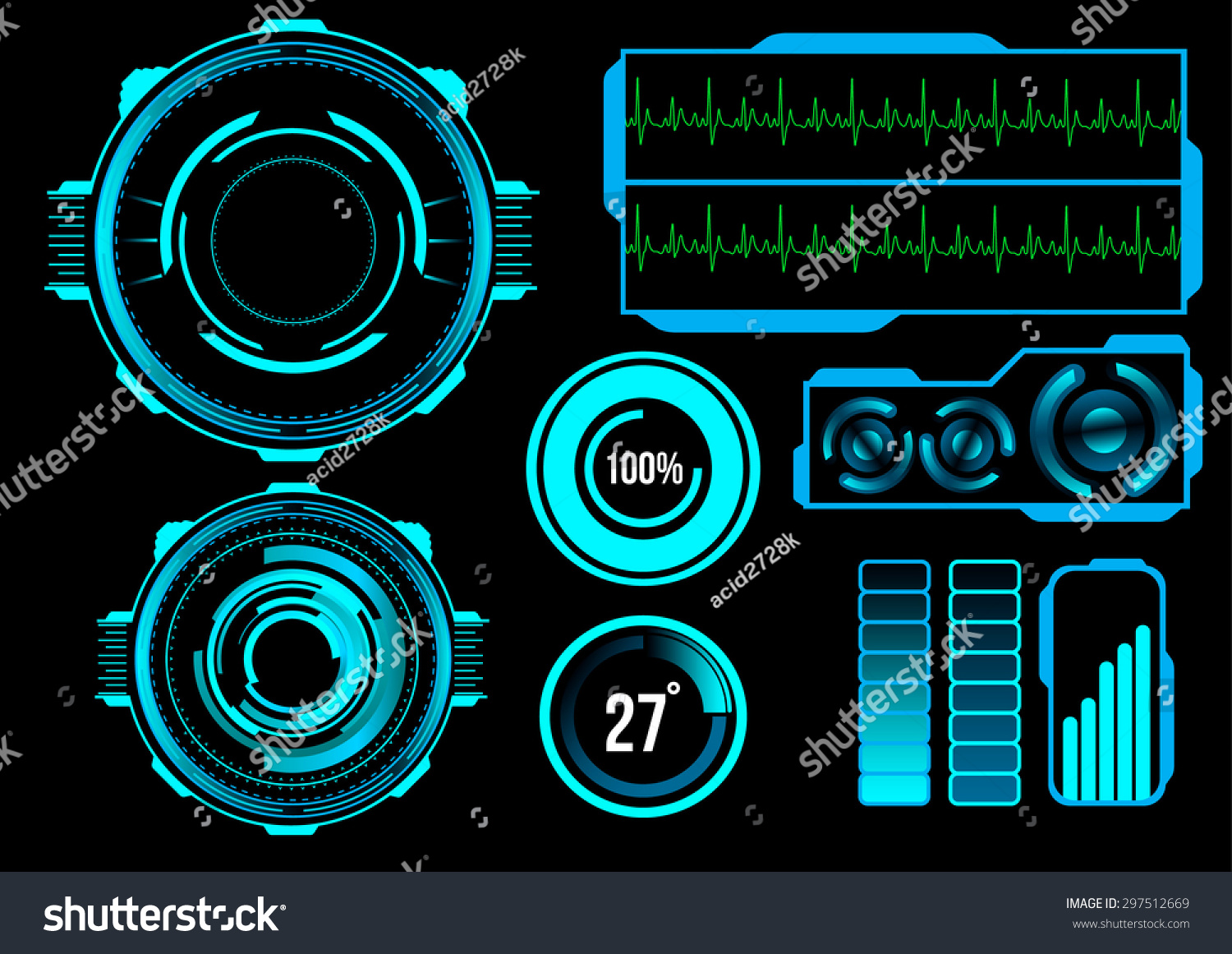Sci Fi Futuristic User Interface Hud Stock Vector (Royalty Free) 297512669