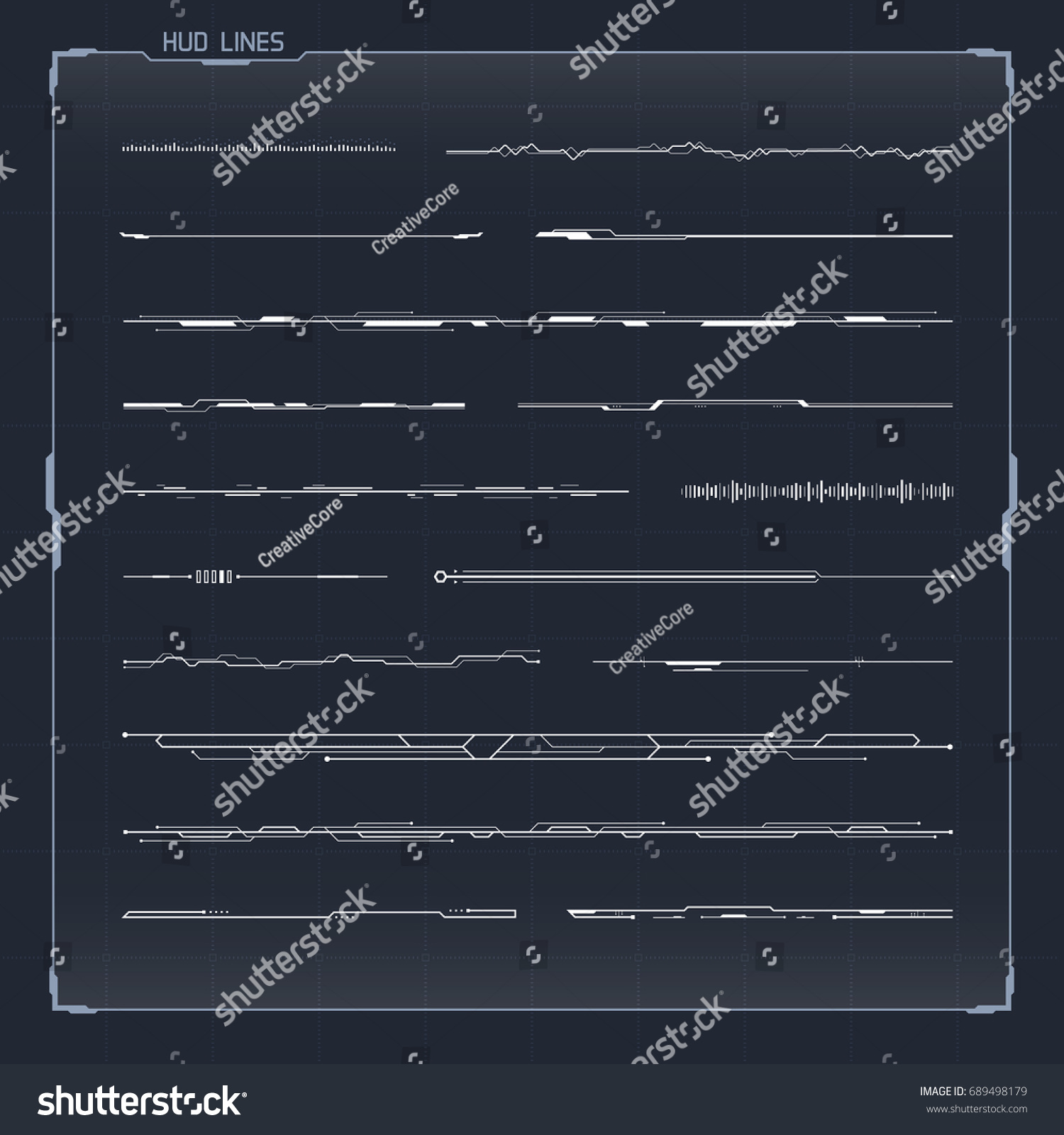 Vektor Stok Scifi Lines Set Hud Ui Infographics (Tanpa Royalti ...