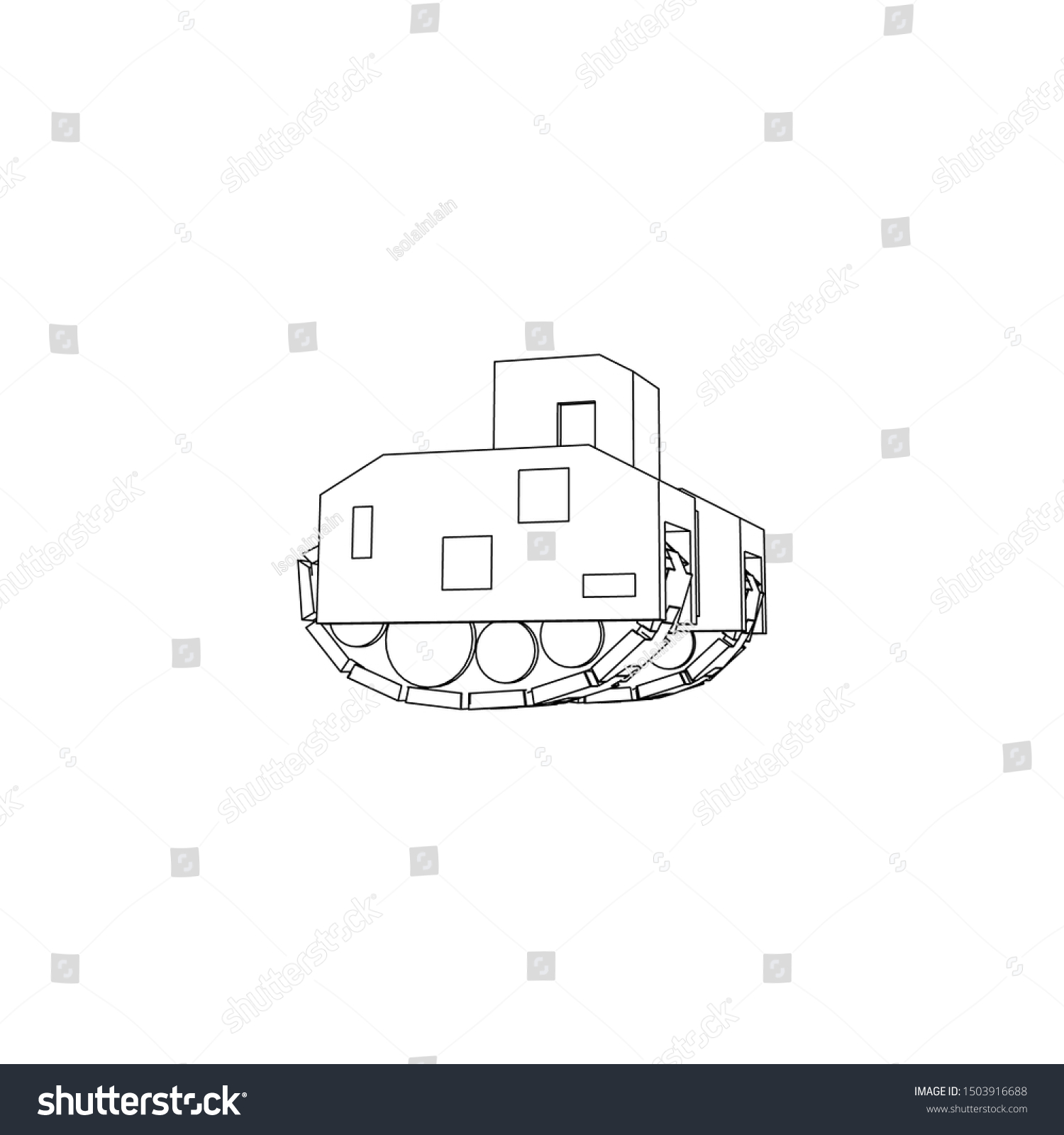 Sci Fi Tank Isolated Line Art Stock Vector (Royalty Free) 1503916688 ...