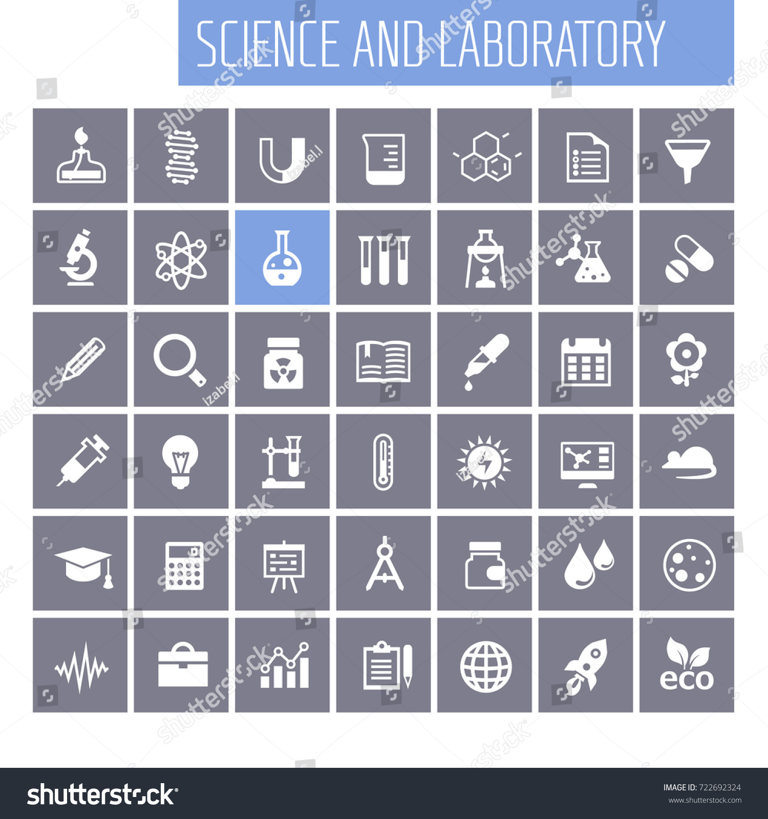 Science Laboratory Icon Set: vector de stock (libre de regalías) 722692324