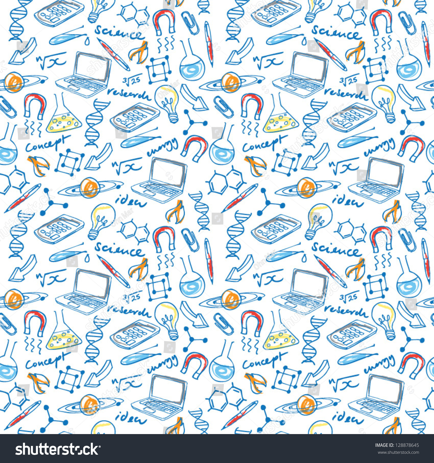 Science Doodles Seamless Background Stock Vector Illustration 128878645 ...