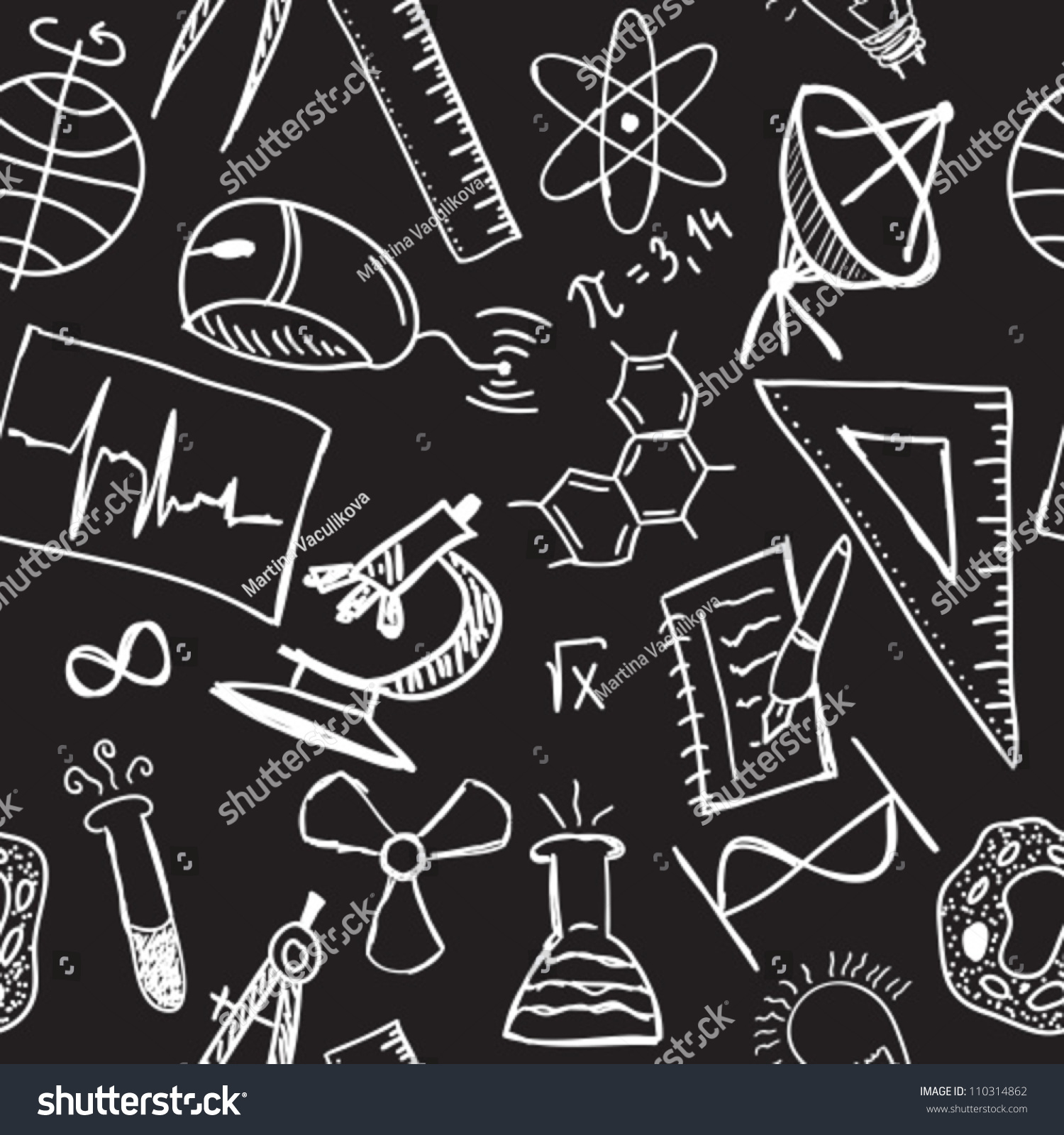 Science Drawings On Seamless Pattern Scientific Lager-vektor 110314862 ...