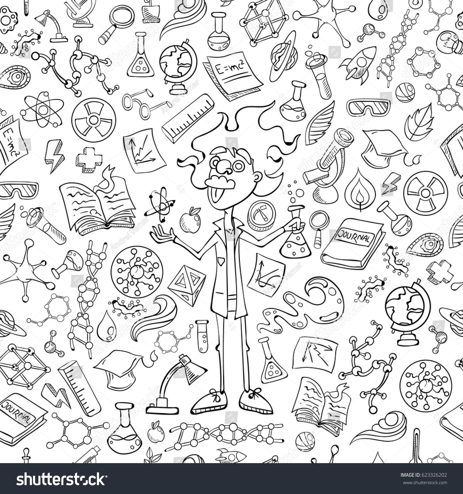 Science Icon Set Hand Drawing Funny Stock Vector (Royalty Free ...