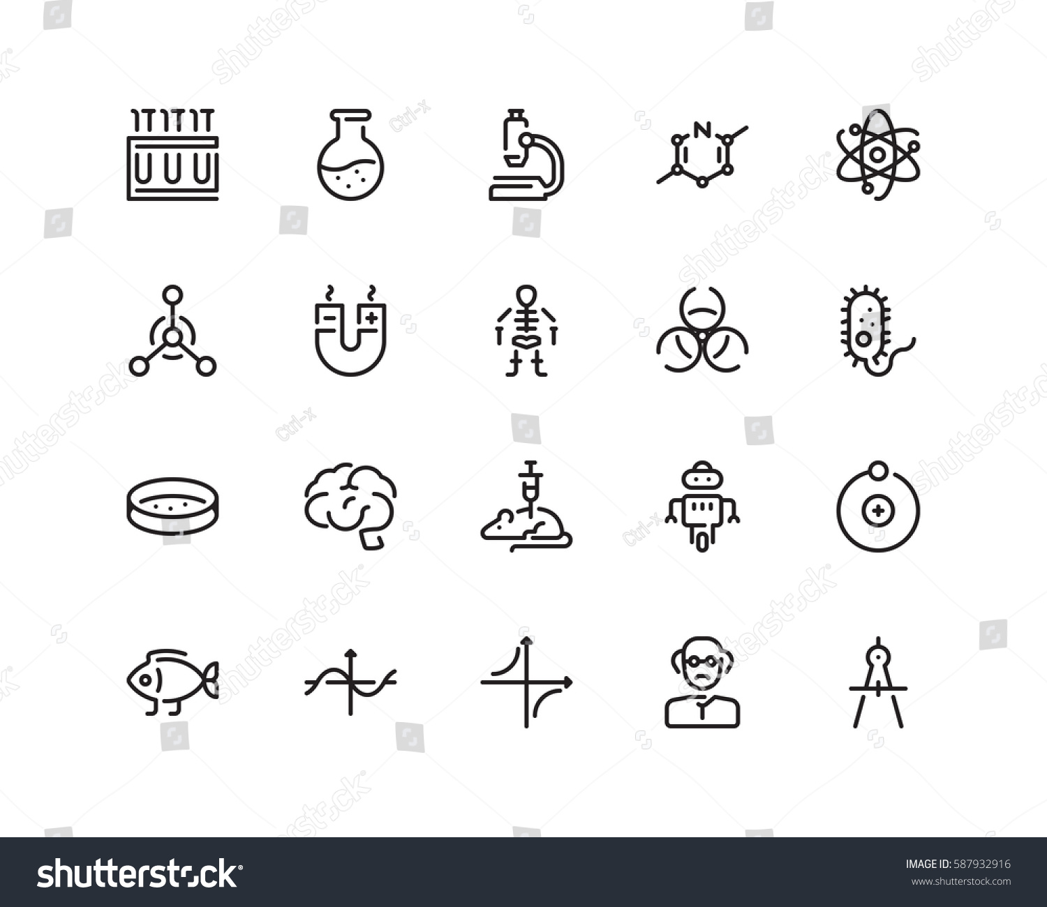 Science Icon Set Outline Style Stock Vector (Royalty Free) 587932916 ...
