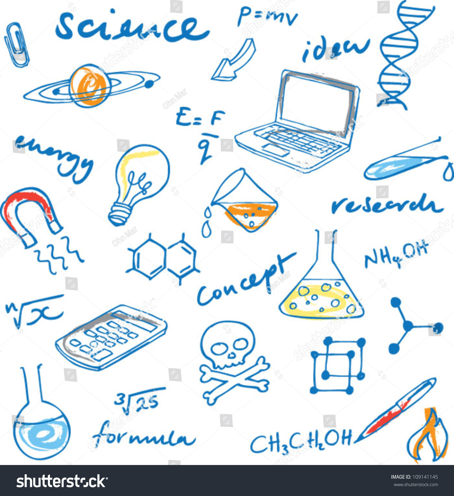 Science Icons Doodles Vector Set: เวกเตอร์สต็อก (ปลอดค่าลิขสิทธิ์ ...