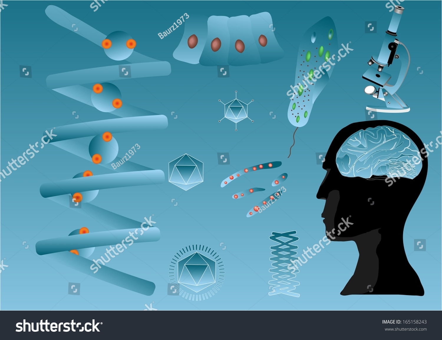 Science Illustration Molecules Viruses Microorganisms Stock Vector ...