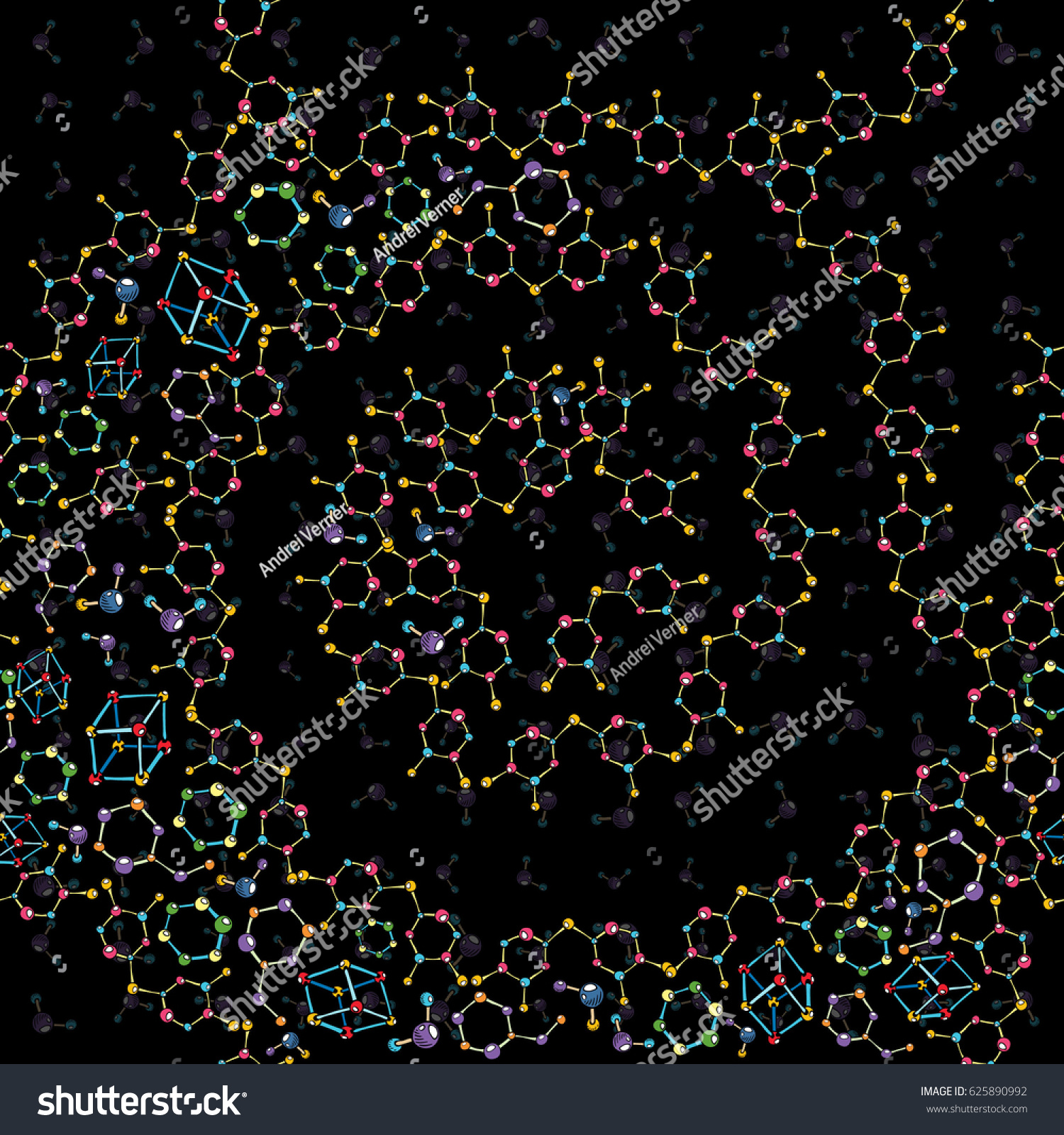 Science Illustration Colourful Molecules Seamless Texture Stock Vector ...