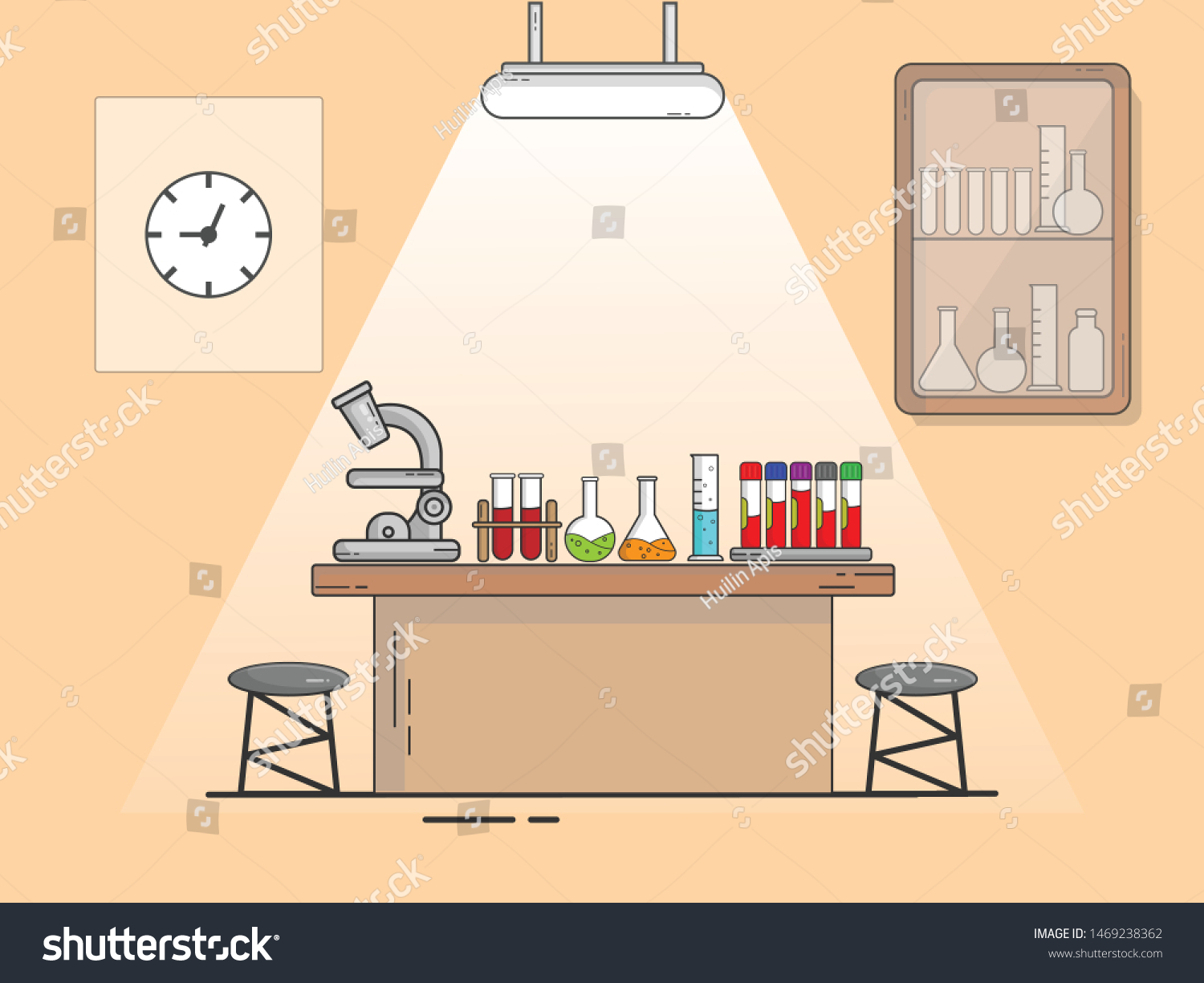 Science Laboratory Room Backgroundvector Illustration Stock Vector ...