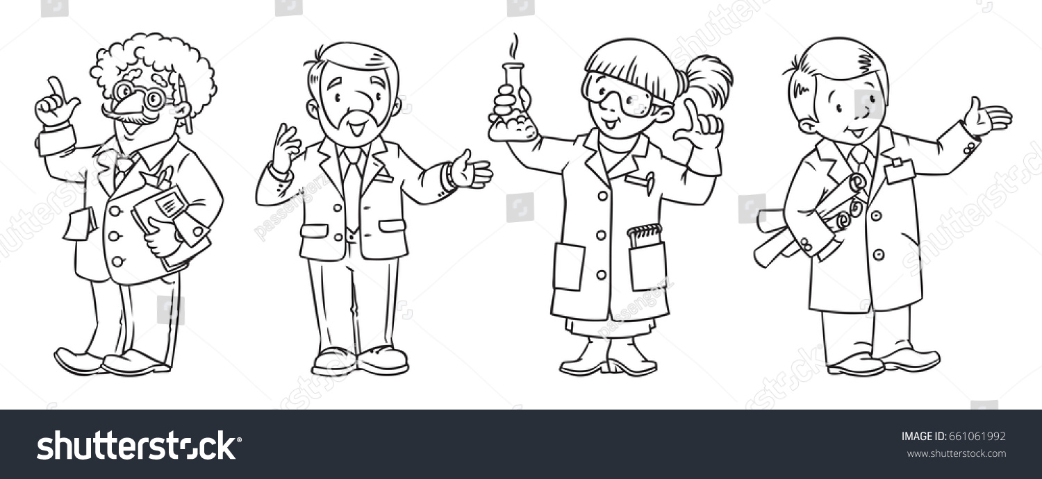 Science Professions Coloring Book Set: เวกเตอร์สต็อก (ปลอดค่าลิขสิทธิ์ ...