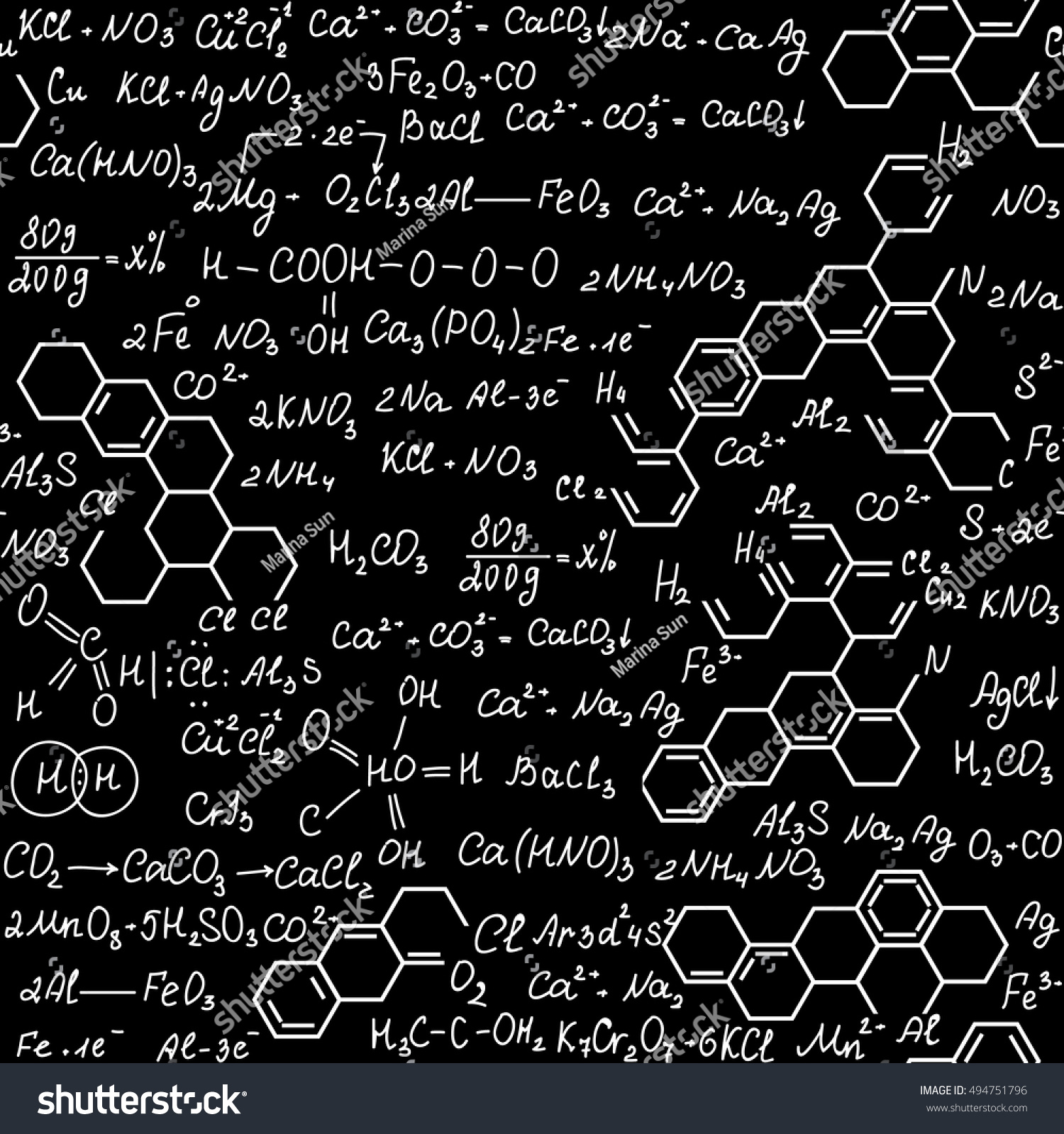 Scientific Vector Seamless Pattern Chemistry Formulas Stock Vector ...