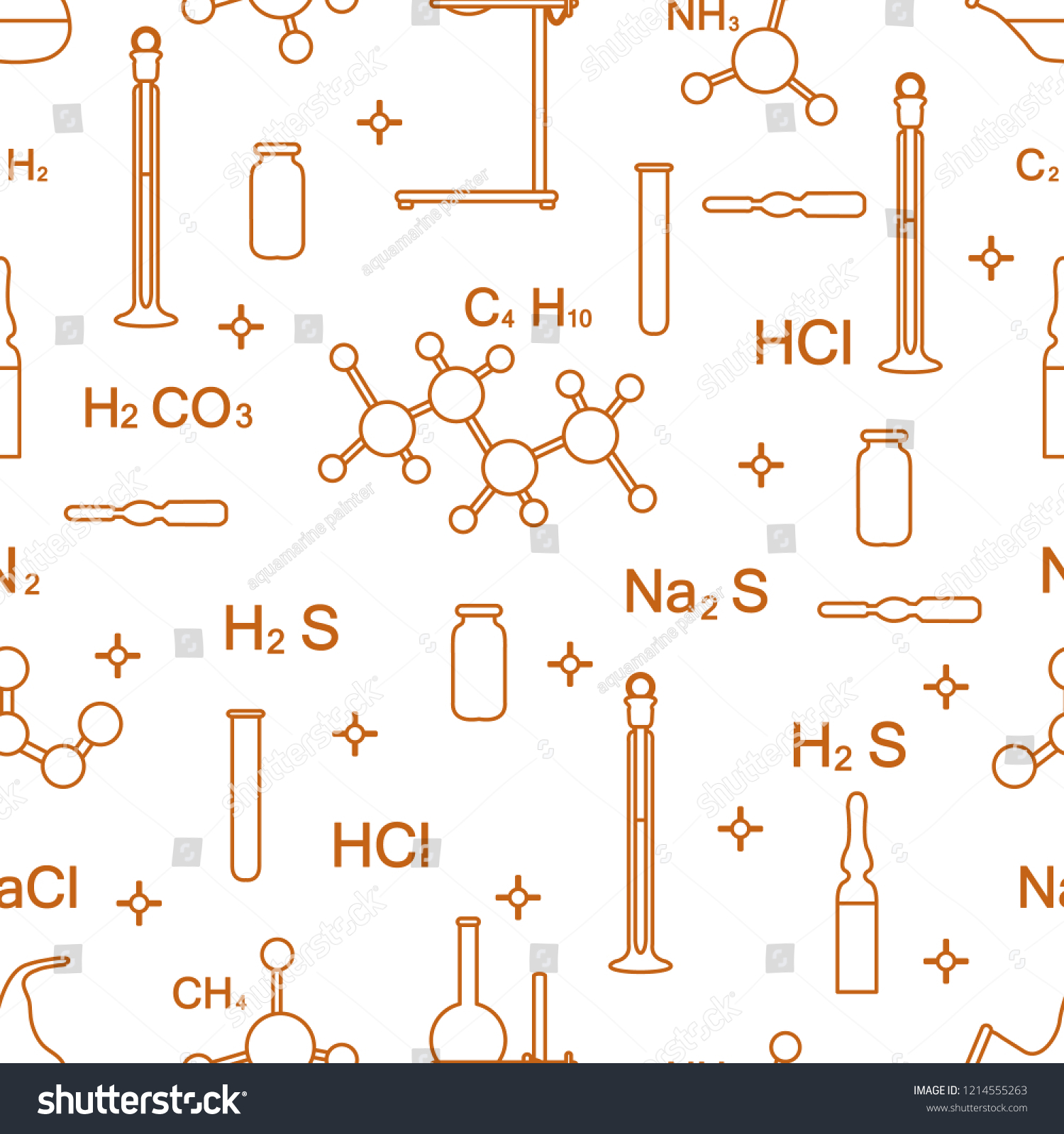 Scientific Vector Seamless Pattern Flasks Test Stock Vector (Royalty ...
