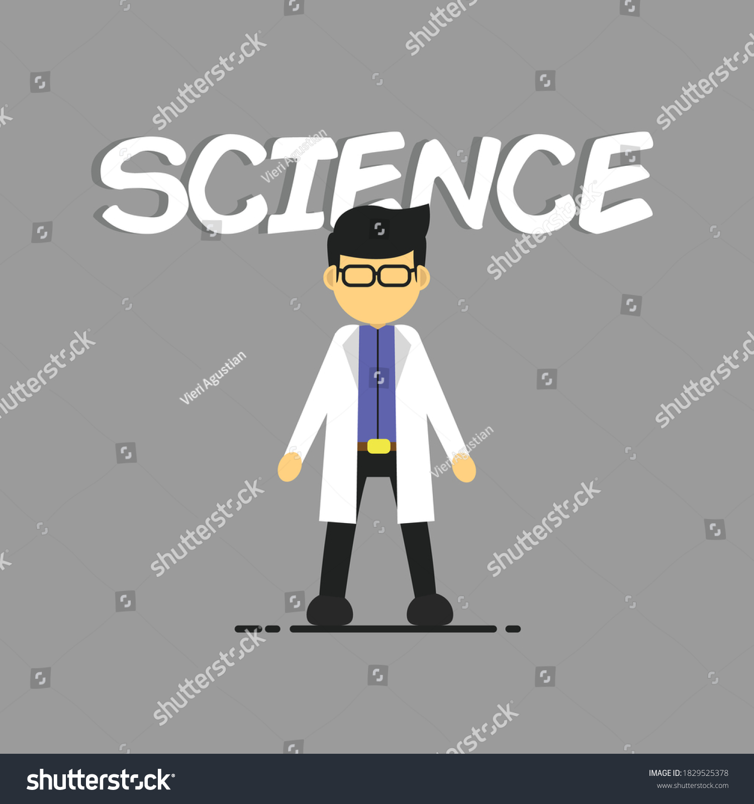 Scientist Man Vector Isolated Gray Background Stock Vector (Royalty ...