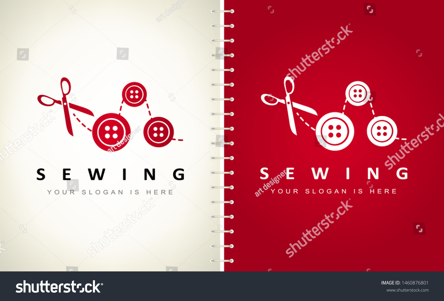 Scissors Cloth Buttons Logo Vector Sewing Stock Vector (Royalty Free ...