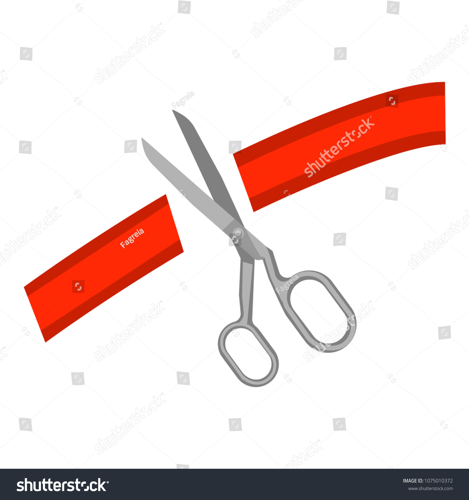Scissors Cutting Red Ribbon Stock Vector (Royalty Free) 1075010372