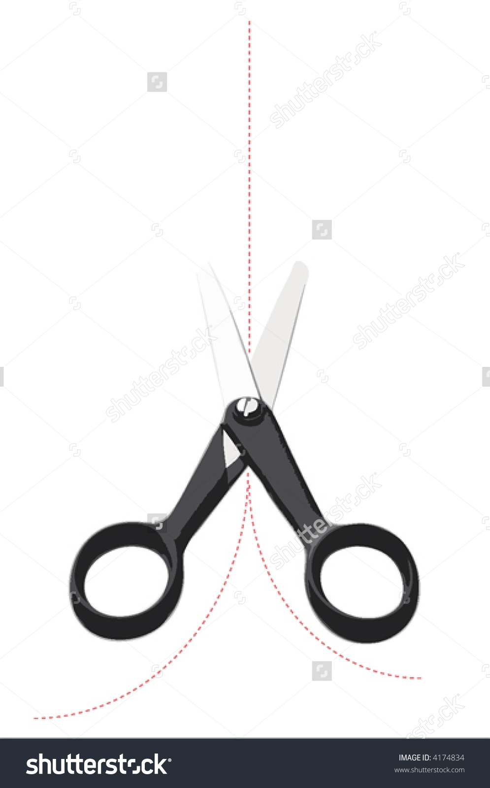 Scissors Cutting Along A Dashed Line, Illustration - 4174834 : Shutterstock