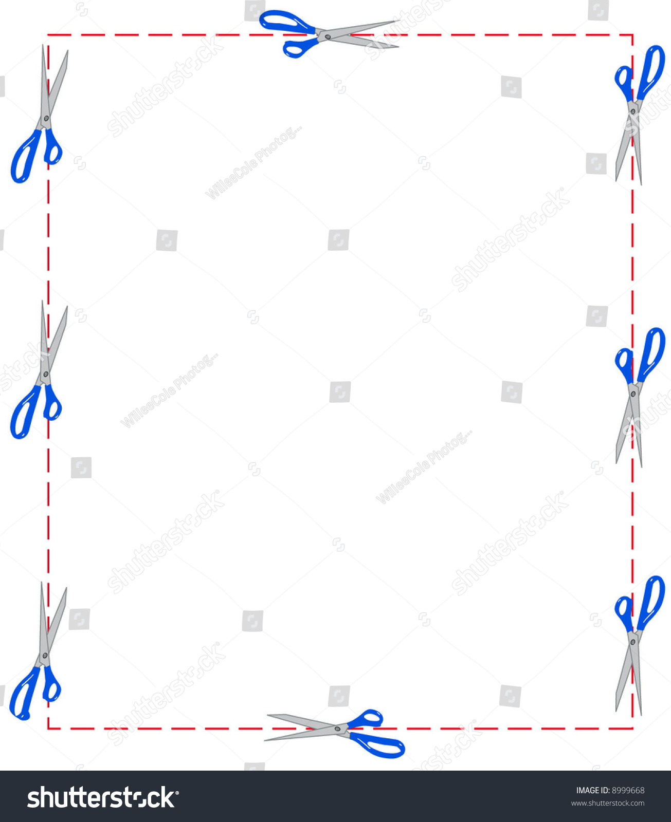 Scissors Cutting Around A Dotted Line Border - Vector - 8999668 ...
