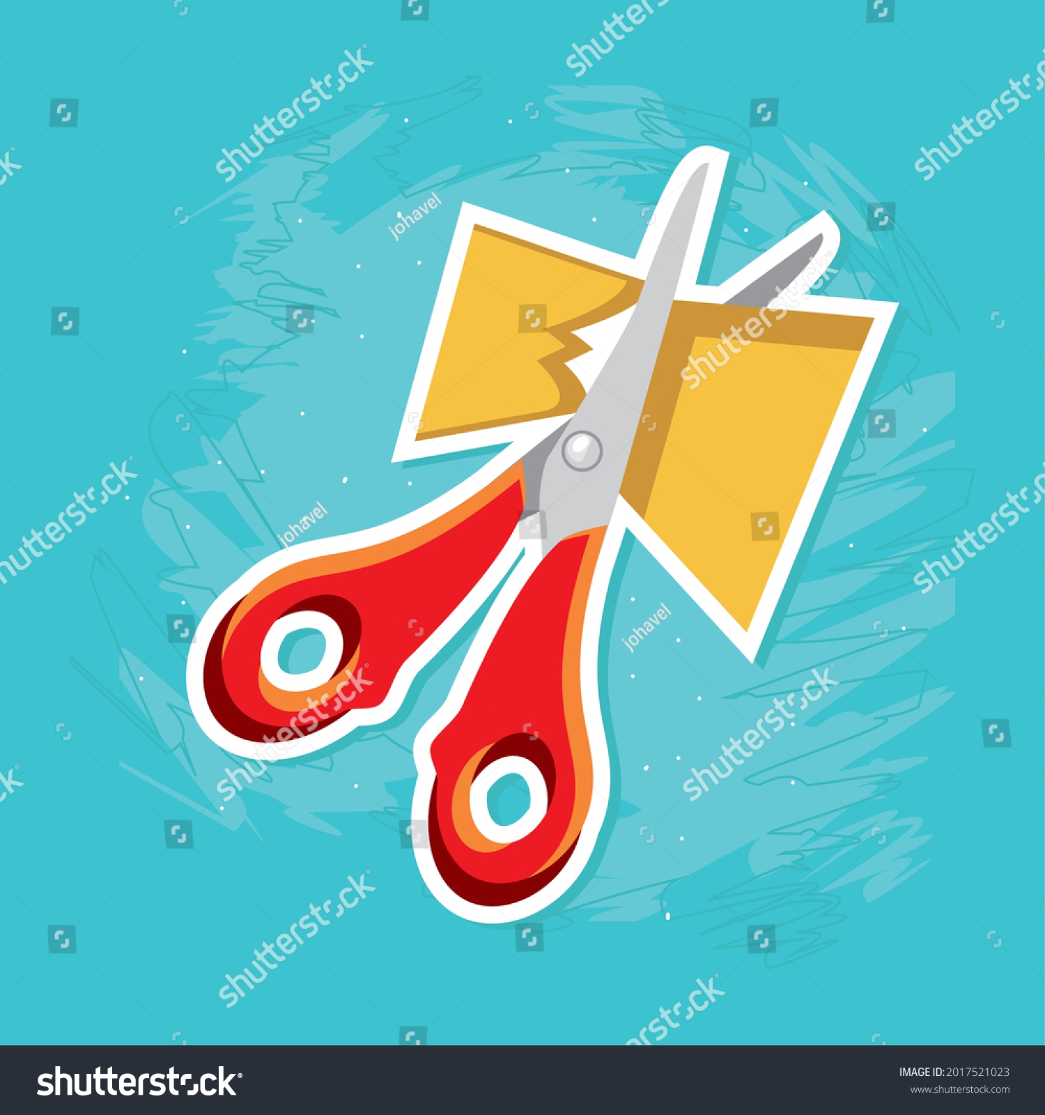 Scissors Cutting Paper Supply Cartoon Stock Vector (Royalty Free ...