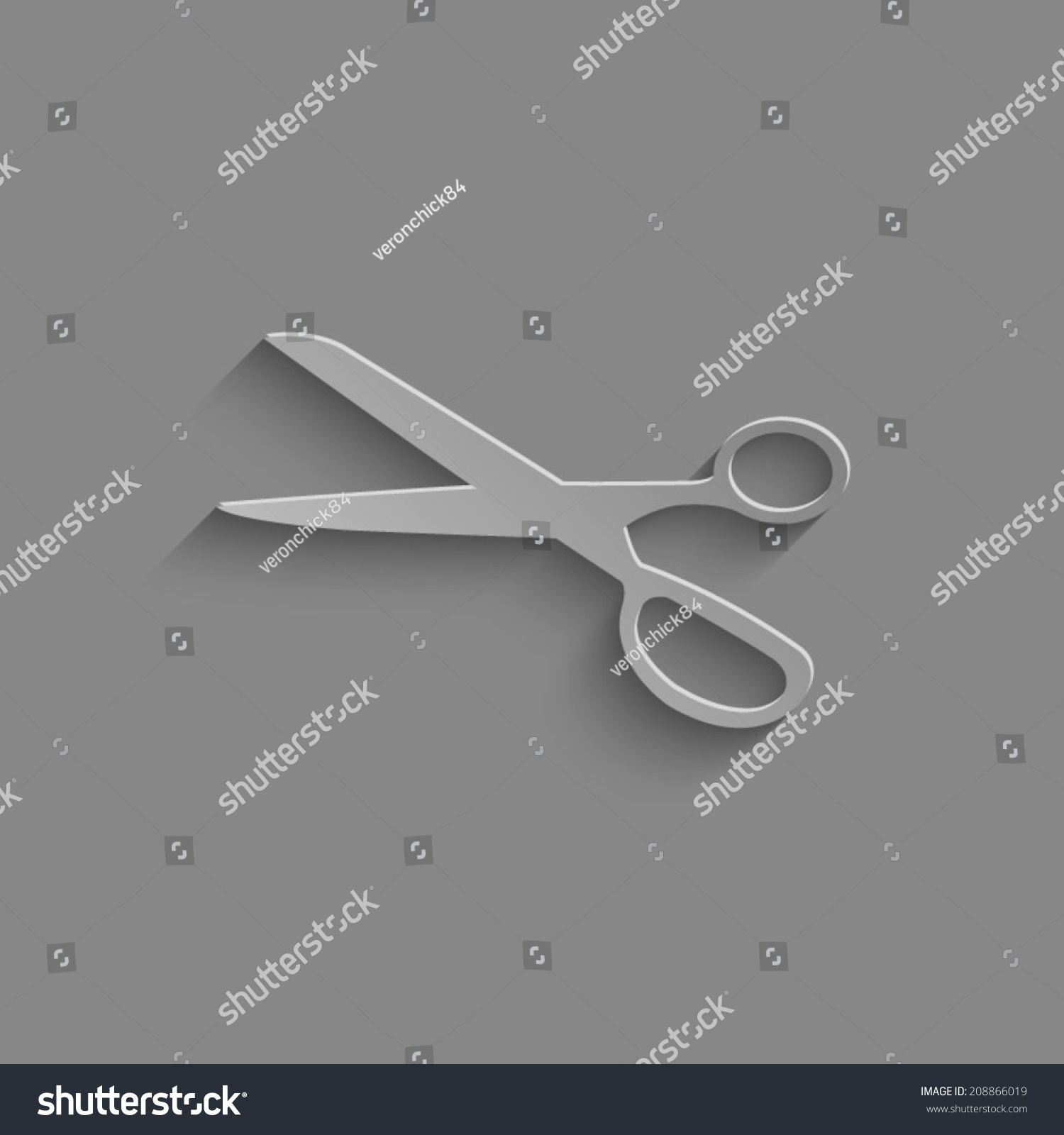 Scissors Symbol Shadow On Grey Background Stock Vector (Royalty Free ...