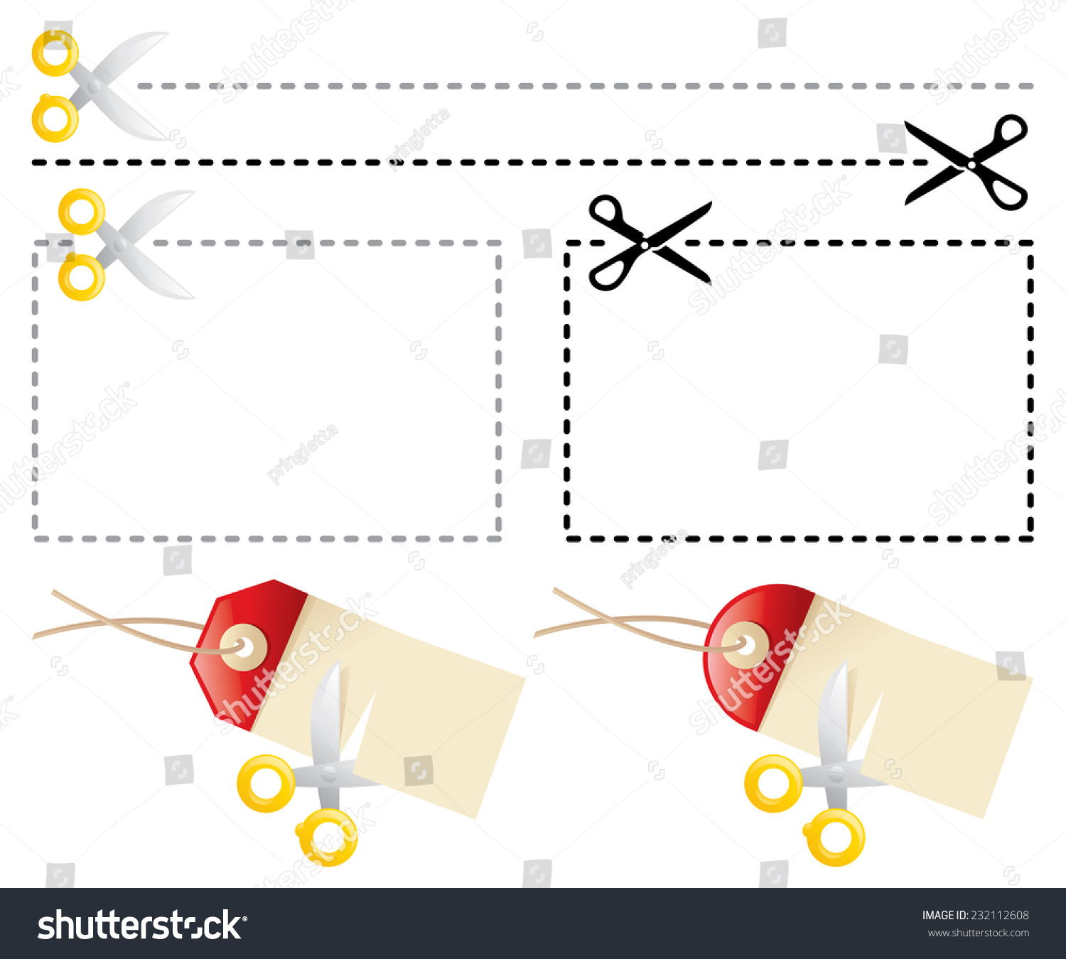 Scissors Tags Dotted Lines Stock Vector (Royalty Free) 232112608