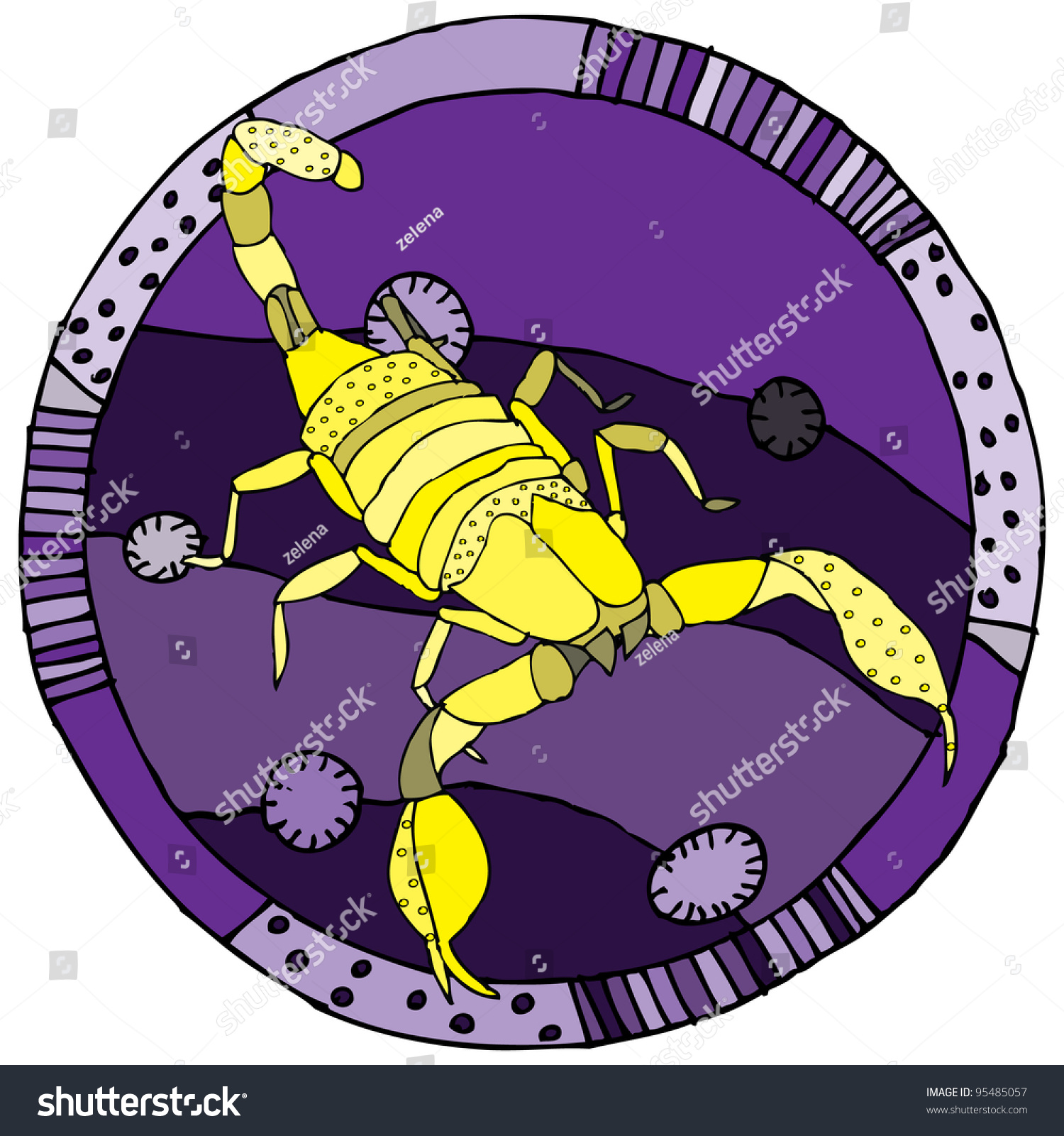 Scorpio Horoscope Sign Vectorized Hand Draw Stock Vector (Royalty Free ...