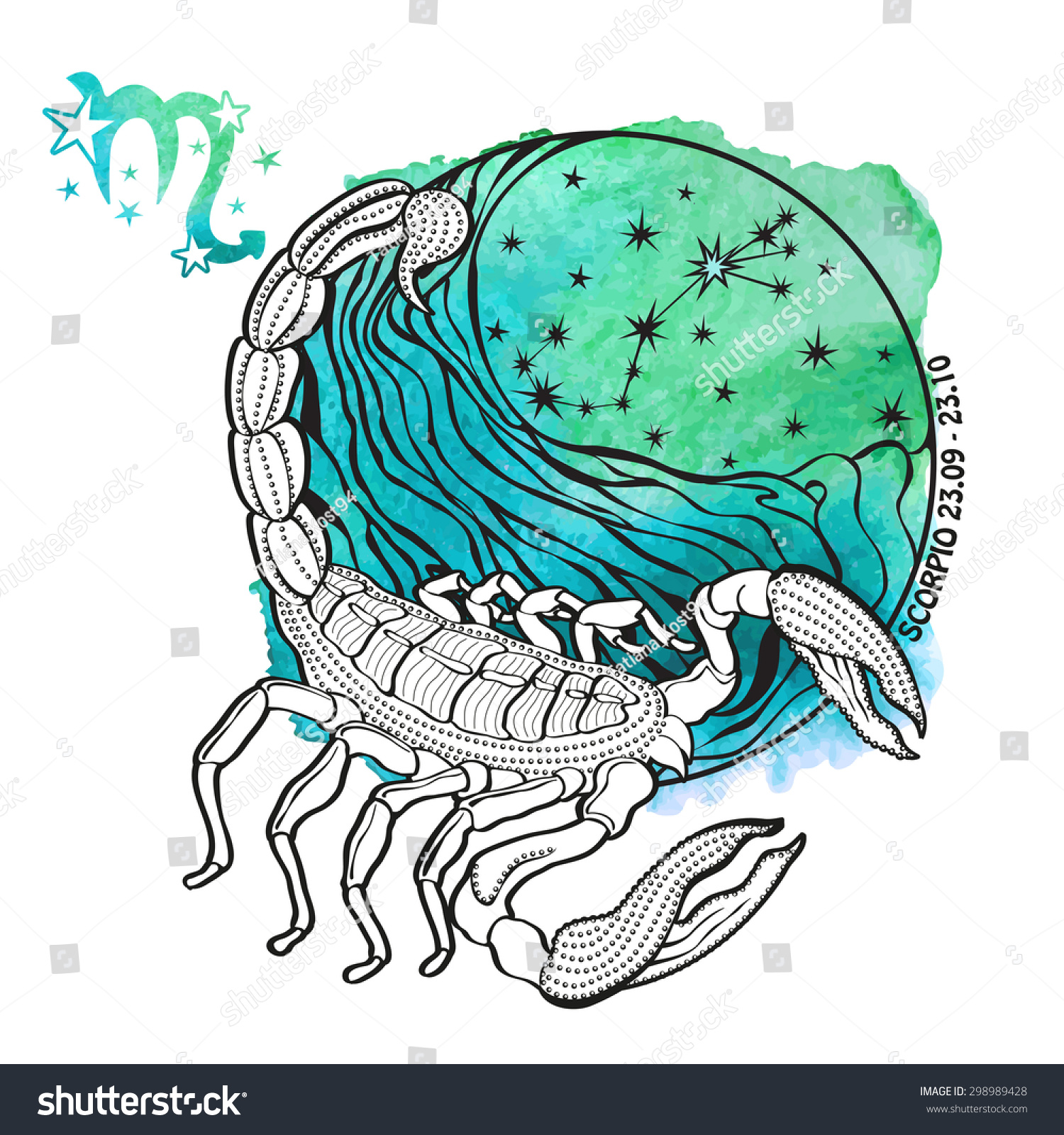 Scorpio Zodiac Sign Horoscope Constellationstars Circle Stock Vector