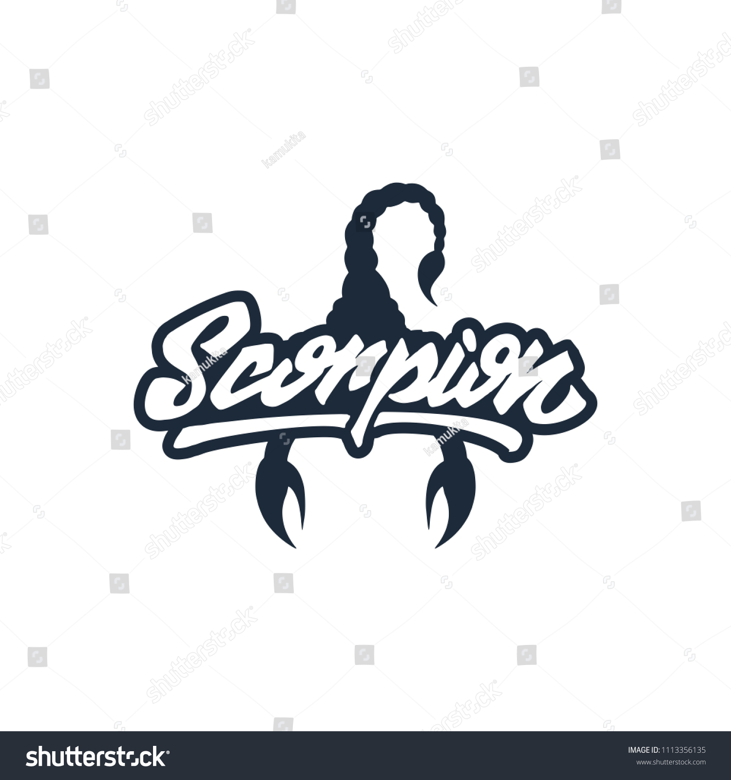 Scorpion Hand Lettering Typography Vector: เวกเตอร์สต็อก (ปลอดค่า ...