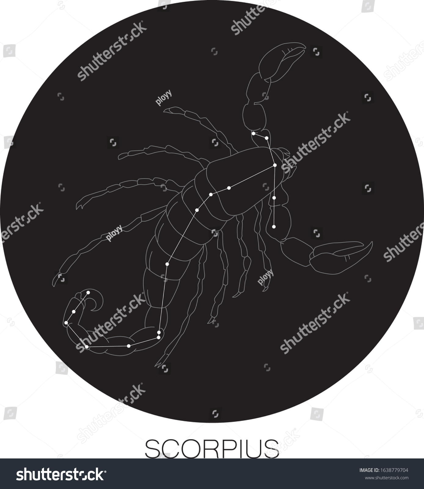 Scorpius Constellation Vector On Black Background Stock Vector (Royalty ...