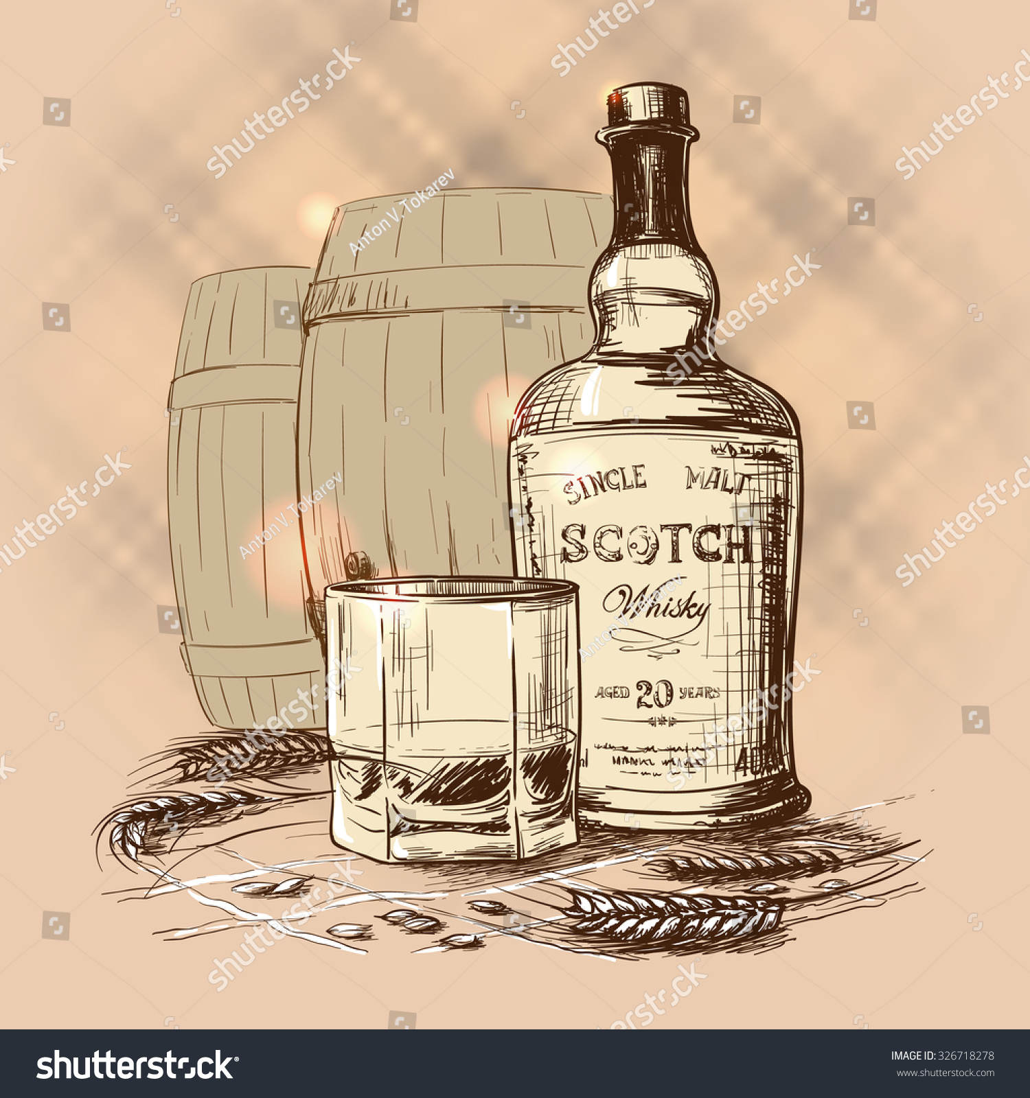 Scotch Whiskey Bottle Glass Casks Some Stock Vector (Royalty Free ... Scotch Whiskey Bottle Glass Casks Some Stock Vector (Royalty Free ...