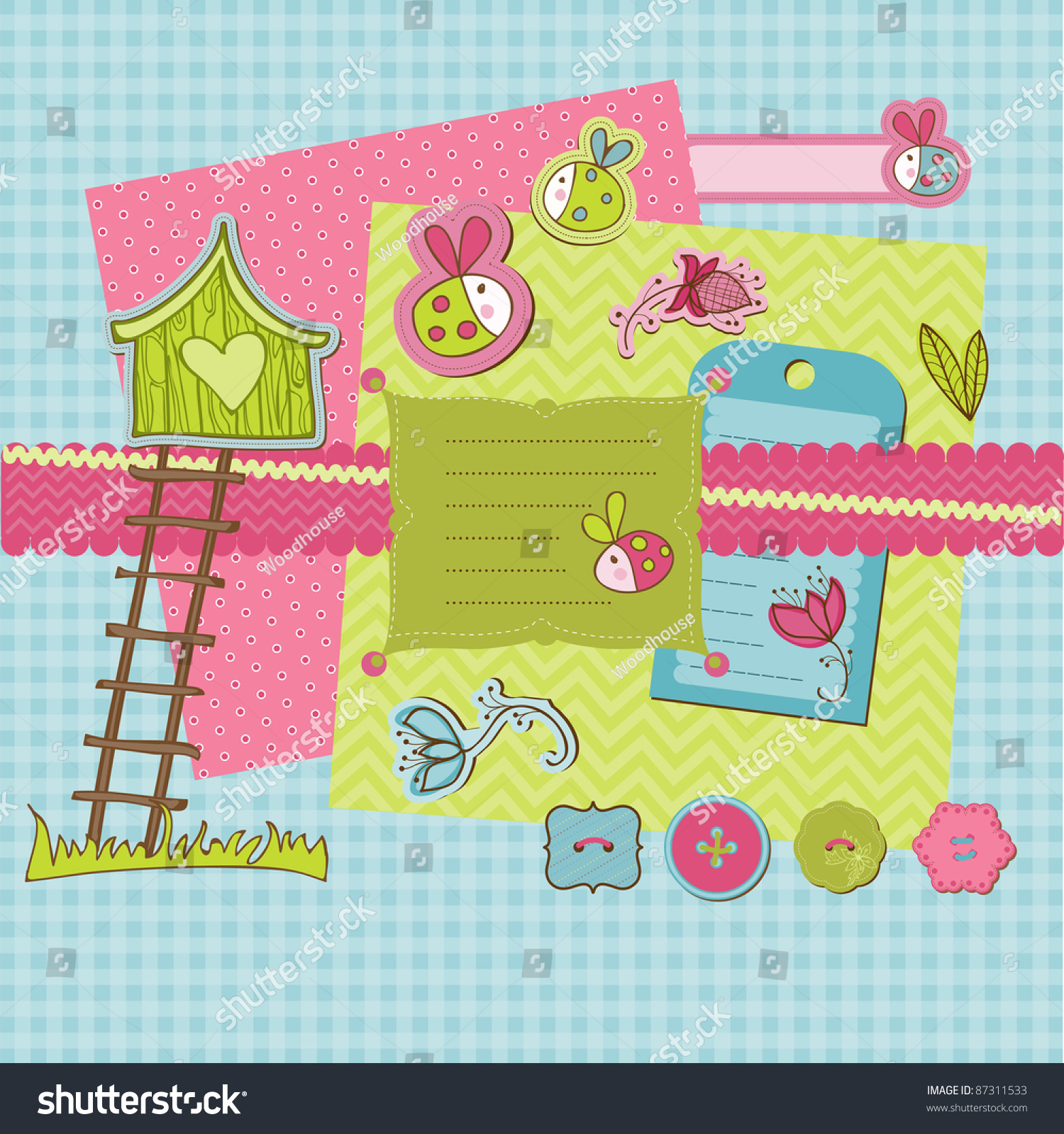 Ladybug Scrapbook Elements