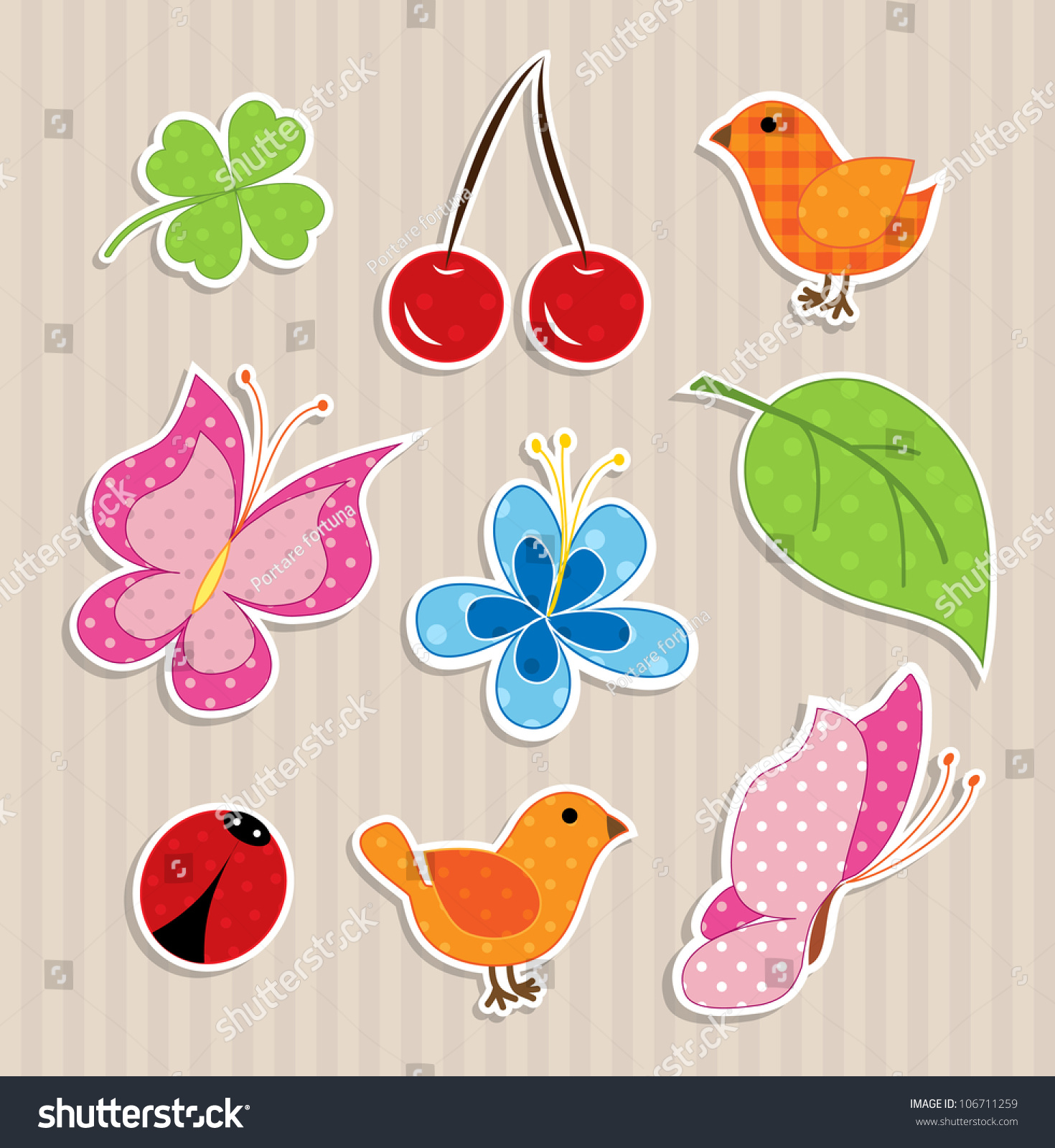Scrapbook Elements - Cute Nature Textile Stickers Stock Vector ...