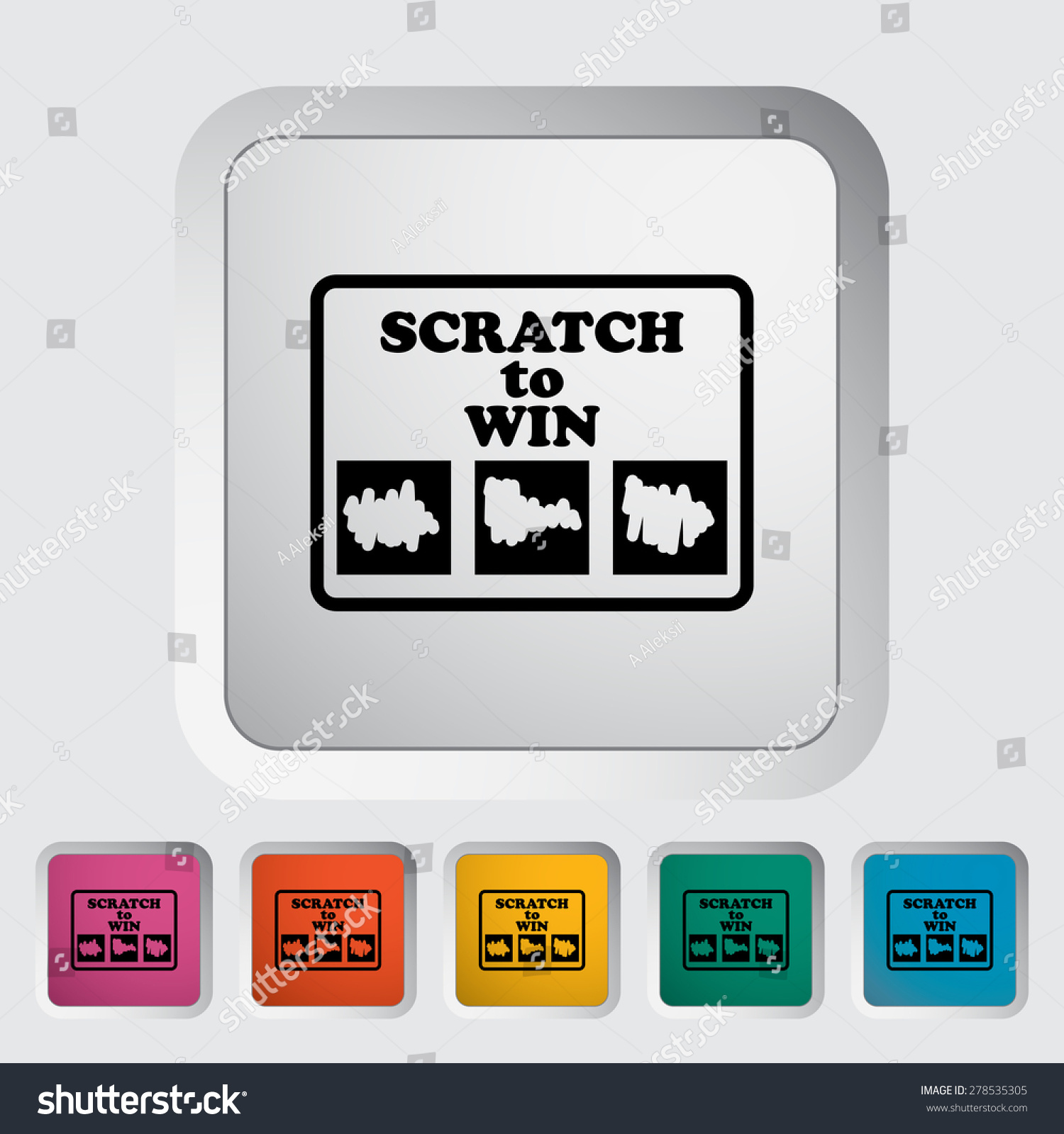 Scratch Card. Single Flat Icon On The Button. Vector Illustration ...