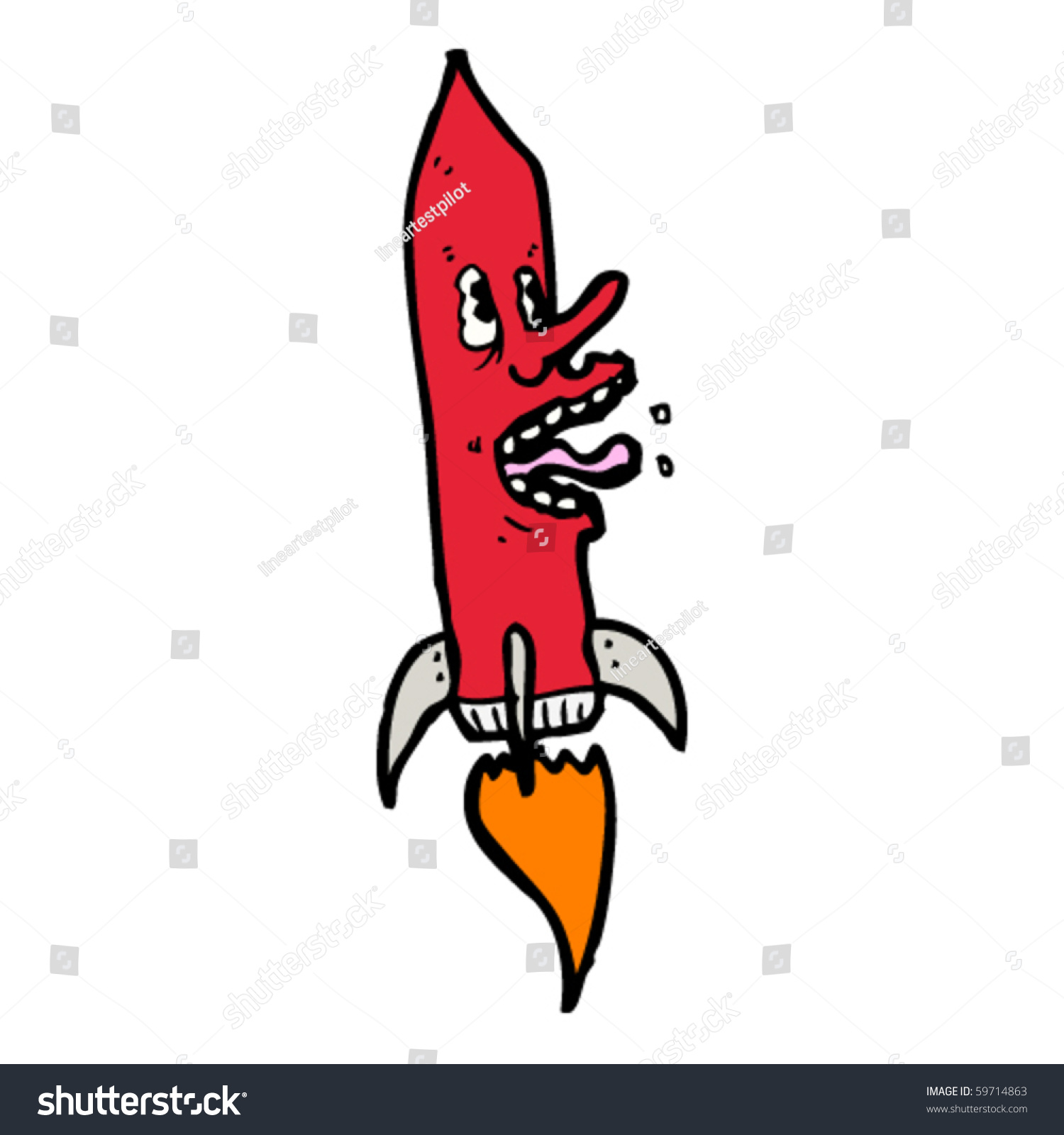Screaming Rocket Cartoon Stock Vector (Royalty Free) 59714863