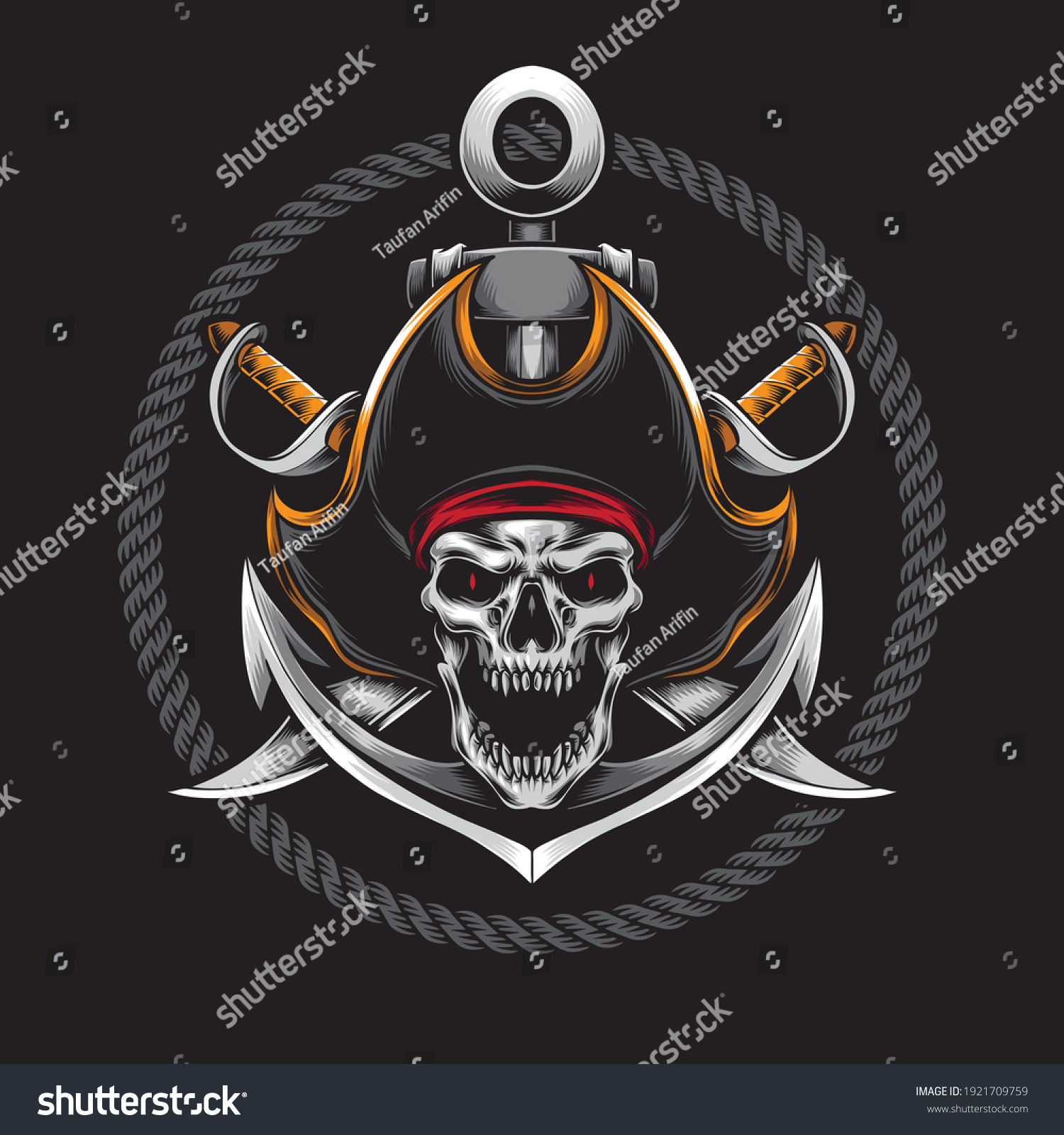 Screaming Skull Pirate Vector Illustration Stock Vector (Royalty Free ...