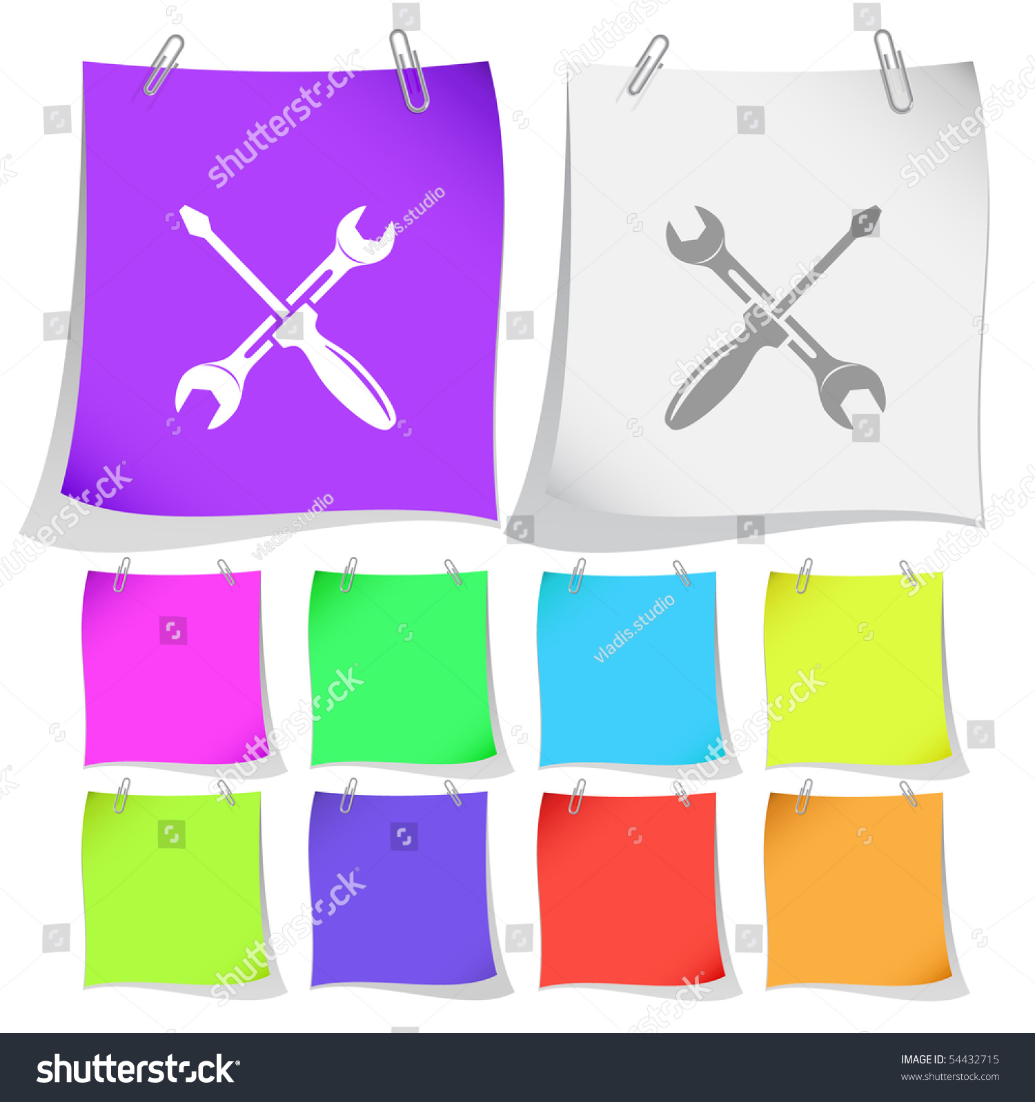 Screwdriver Spanner Vector Note Papers Stock Vector (Royalty Free ...