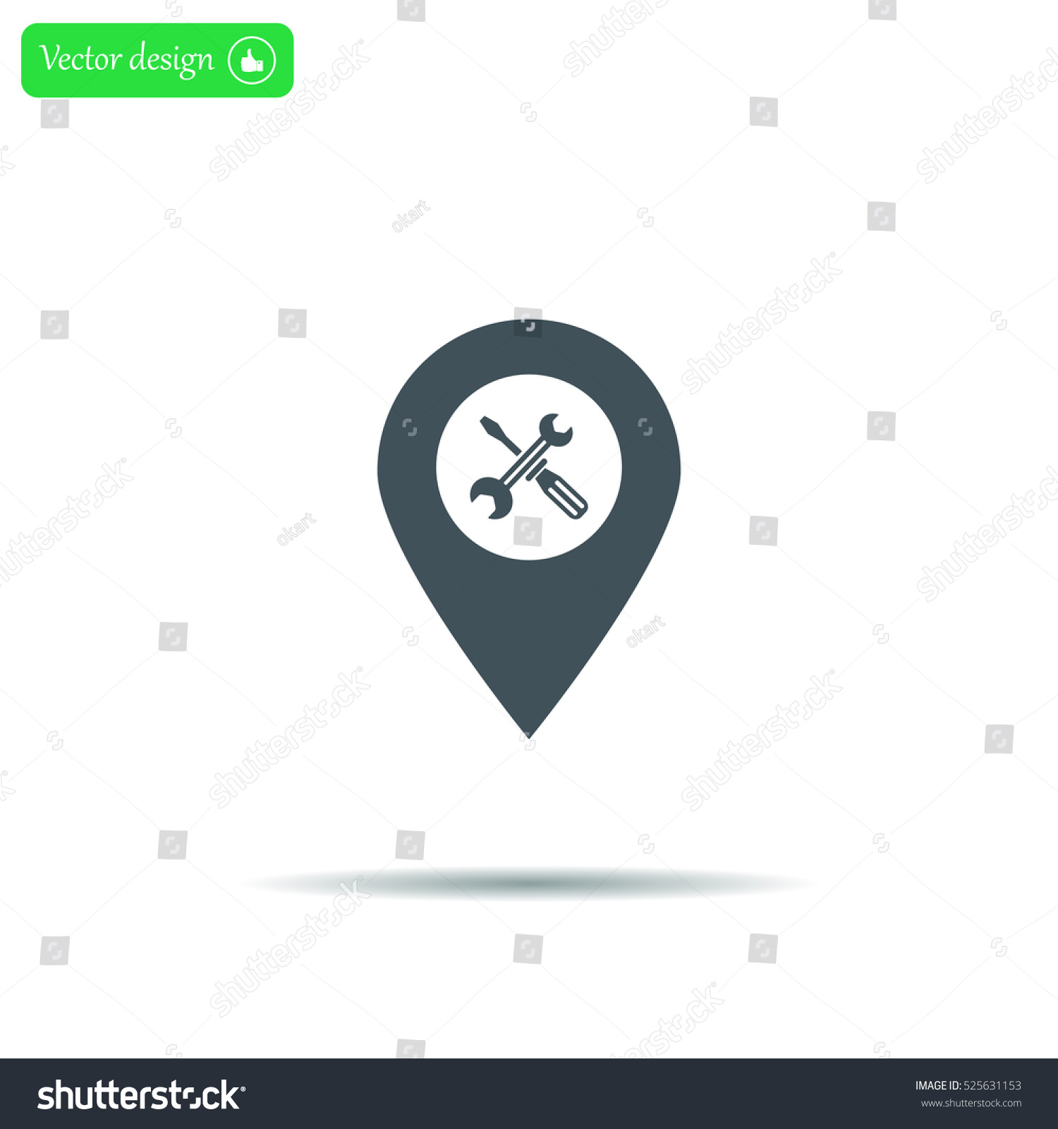 Screwdriver Wrench On Map Pointervector Illustration Stock Vector ...