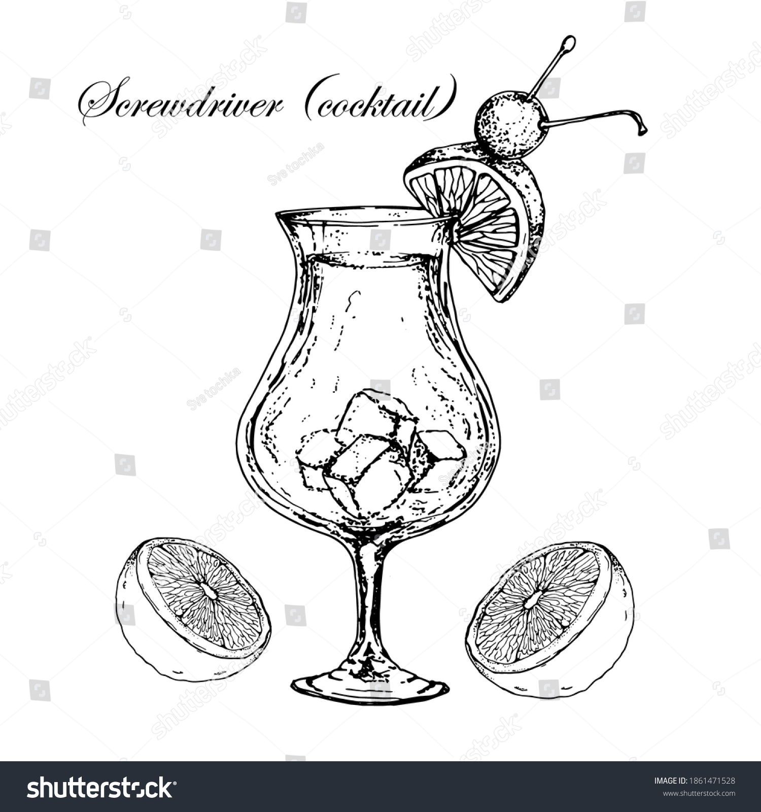 Screwdriver Cocktailhand Drawing Vector Sketch Stock Vector (Royalty ...
